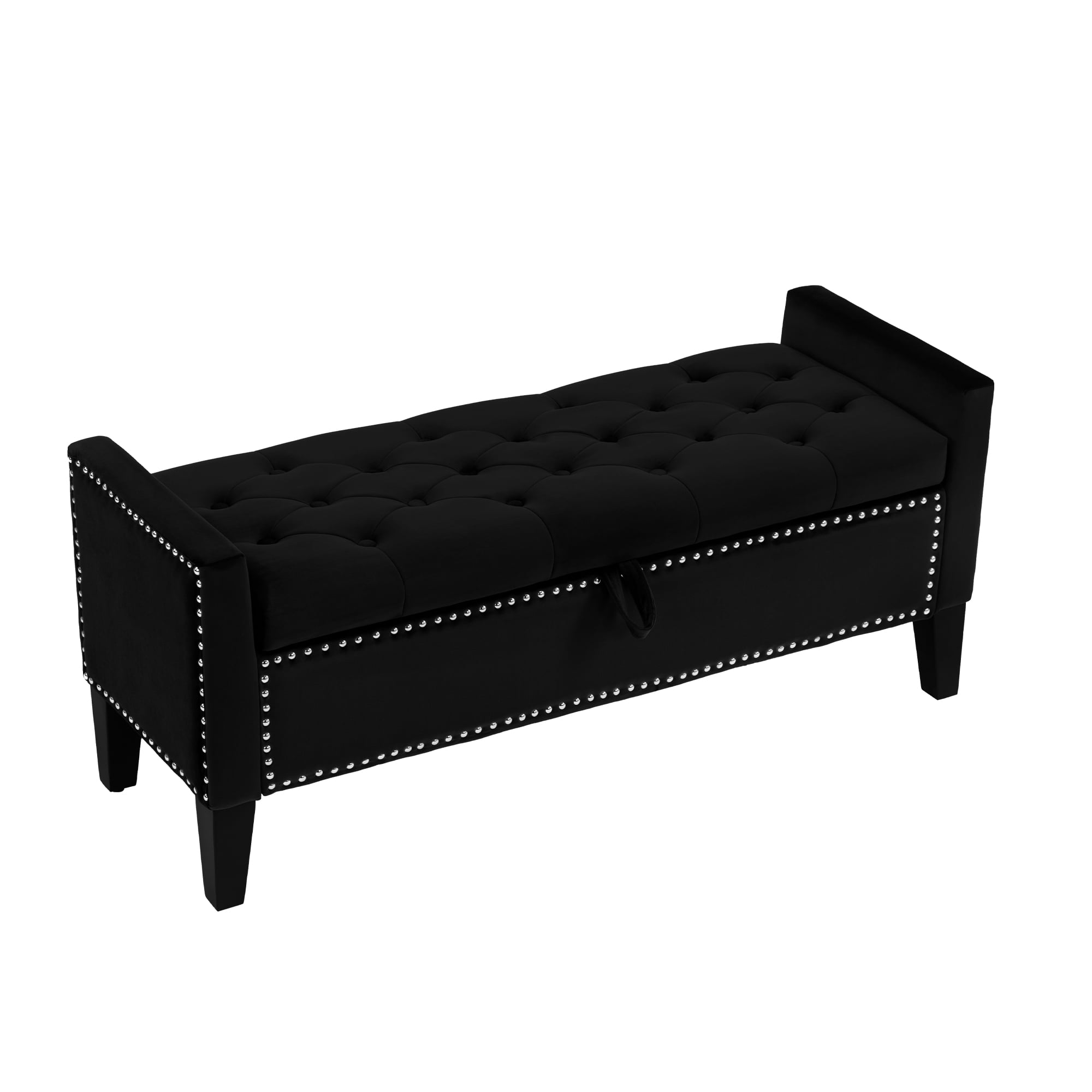 Foredo Contemporary Upholstered Storage Ottoman Bench with Arms, Button ...