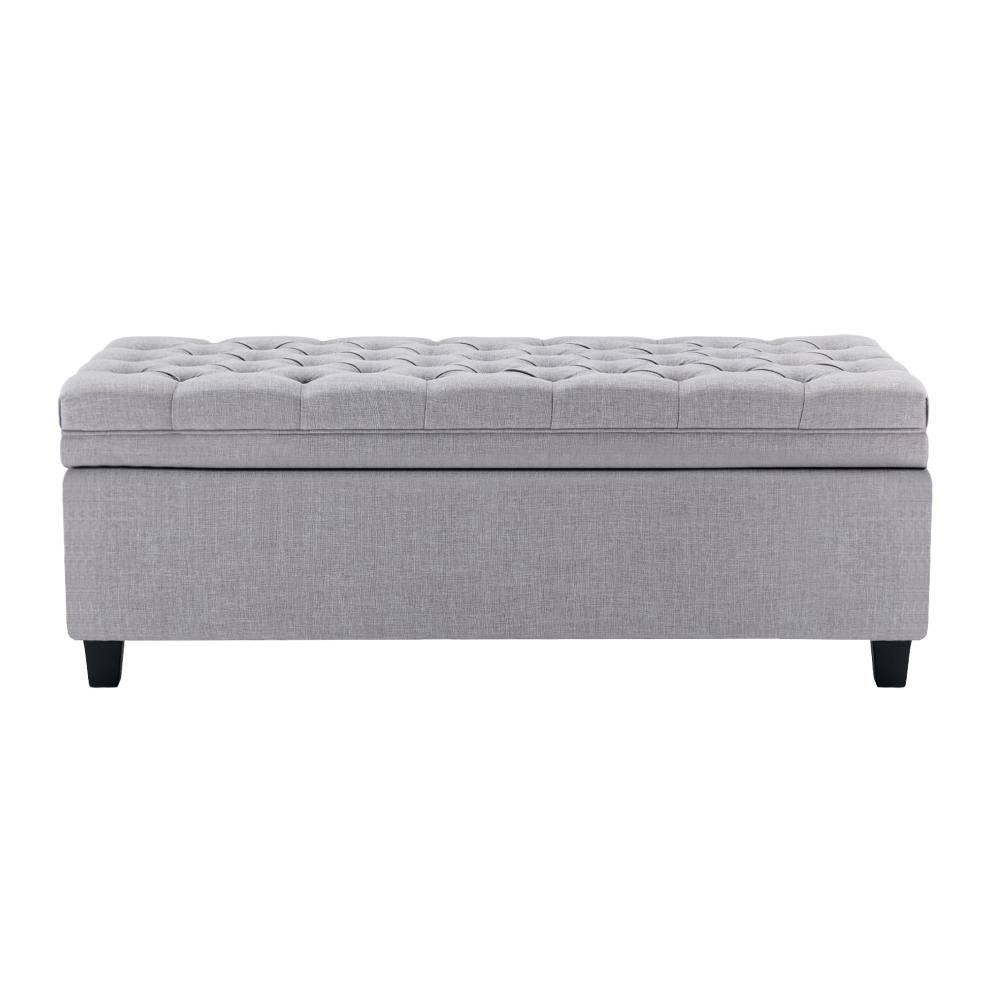 Foredo Large Storage Ottoman Bench, Button Tufted Linen Upholstered ...