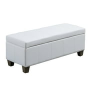 Noble House Brendan Rectangular Faux Leather Storage Ottoman, Ivory ...