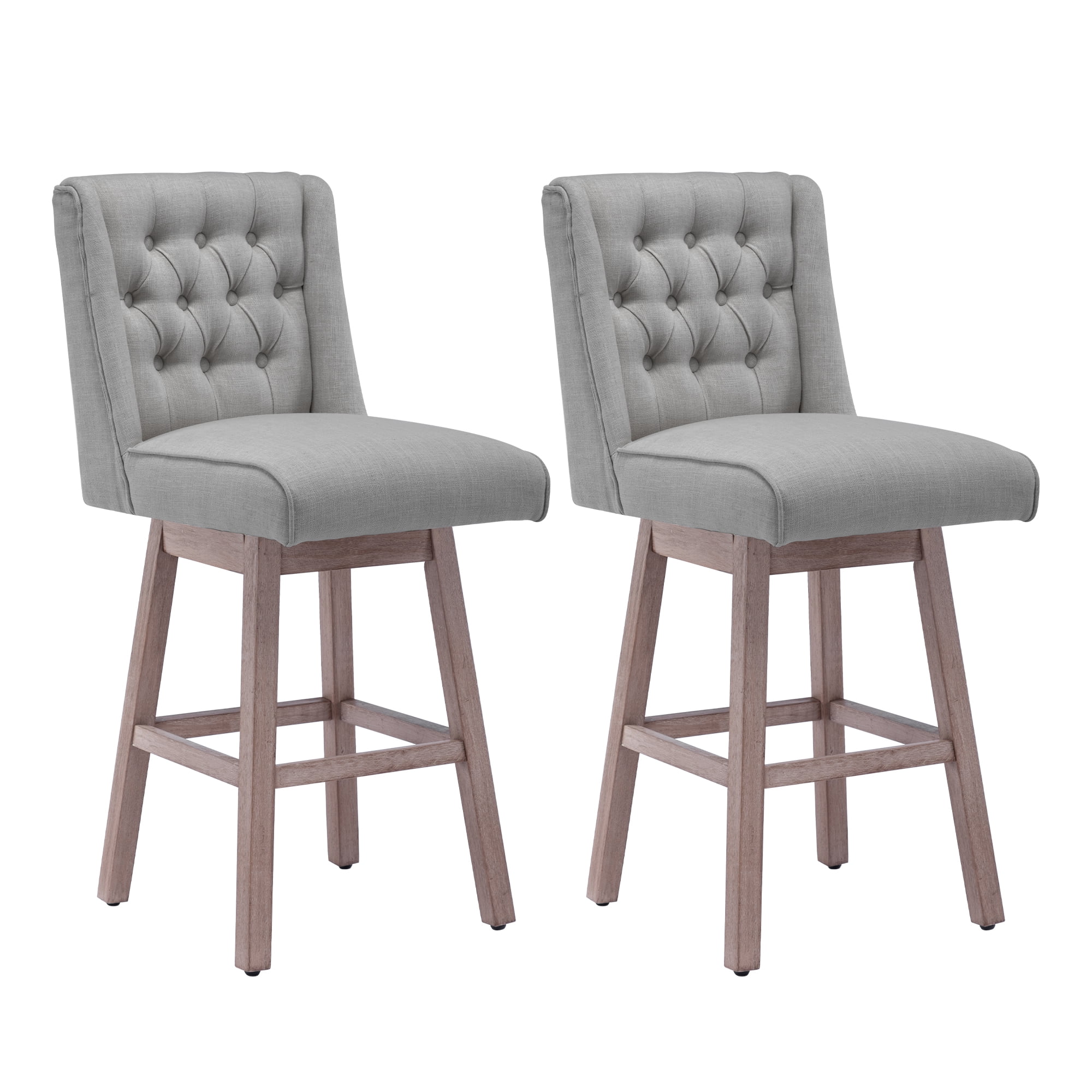 Foredo Swivel Bar Stool with Back Set of 2, Modern Linen Fabric ...