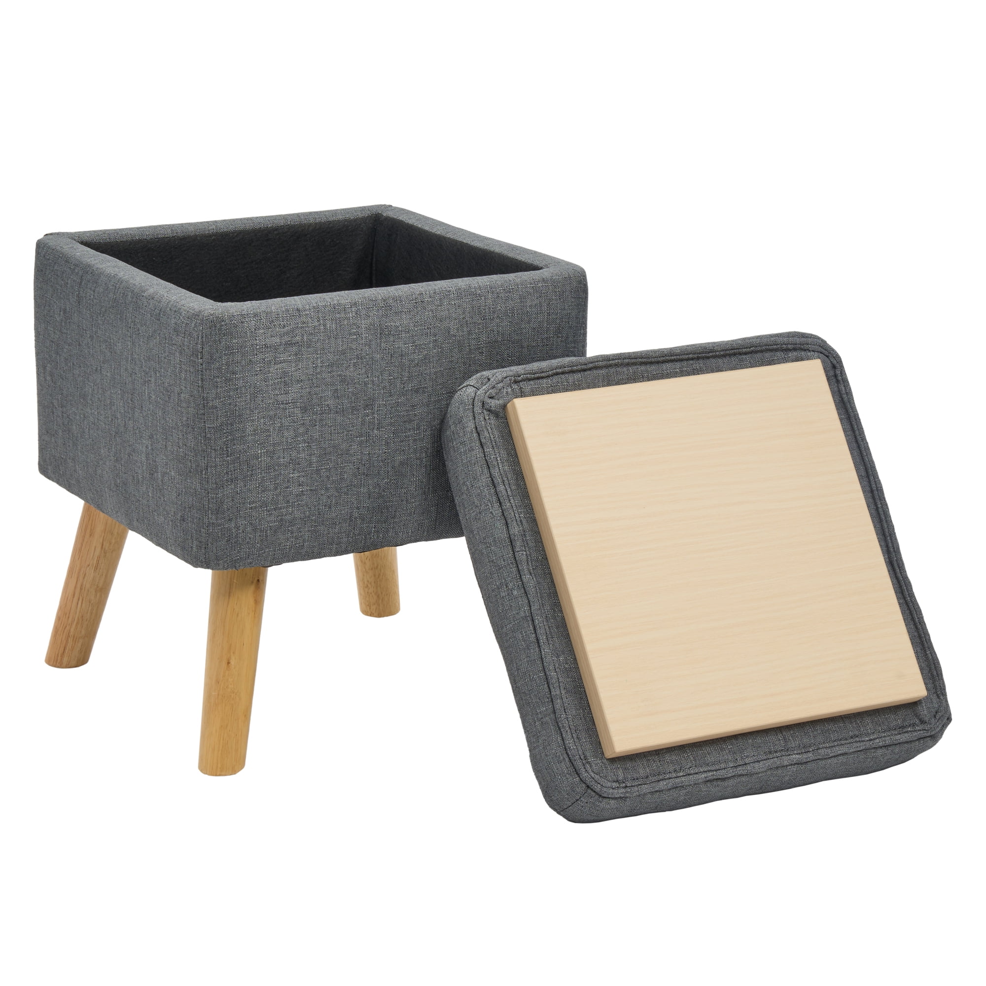 Foredo Tufted Square Storage Ottoman with Tray, Large Footrest Stool ...