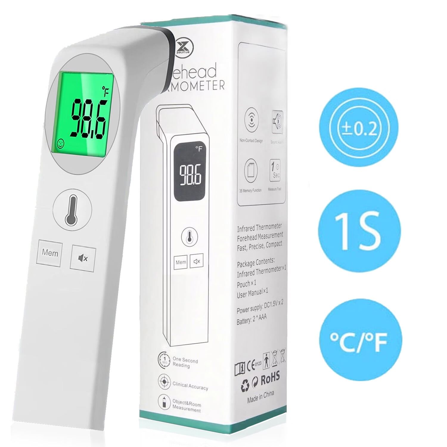 Forehead Thermometer for Adults and Kids, Digital Infrared Thermometer ...