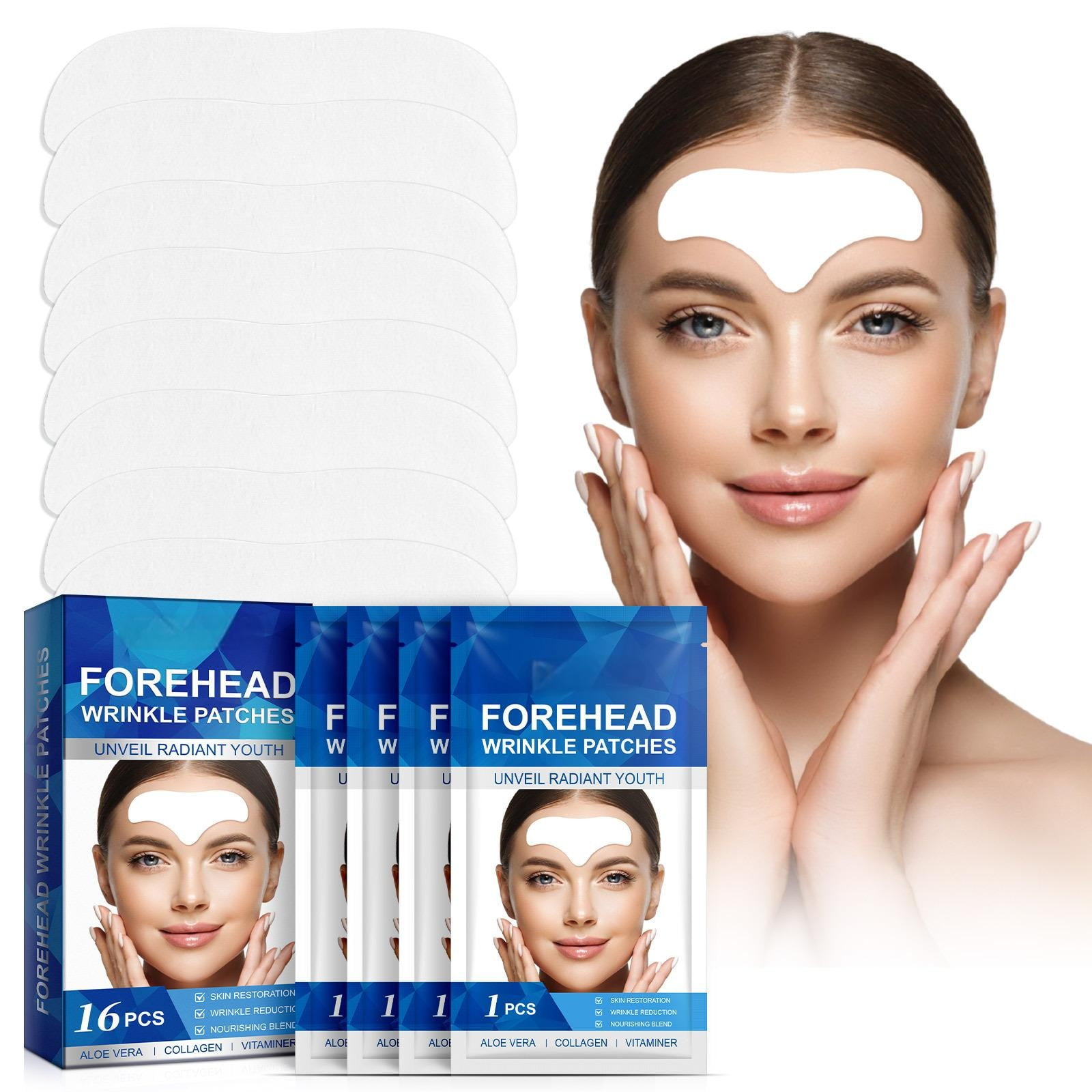 Forehead Patch 16 Patch Set For Frown Lines Nasolabial Folds & Glabella ...