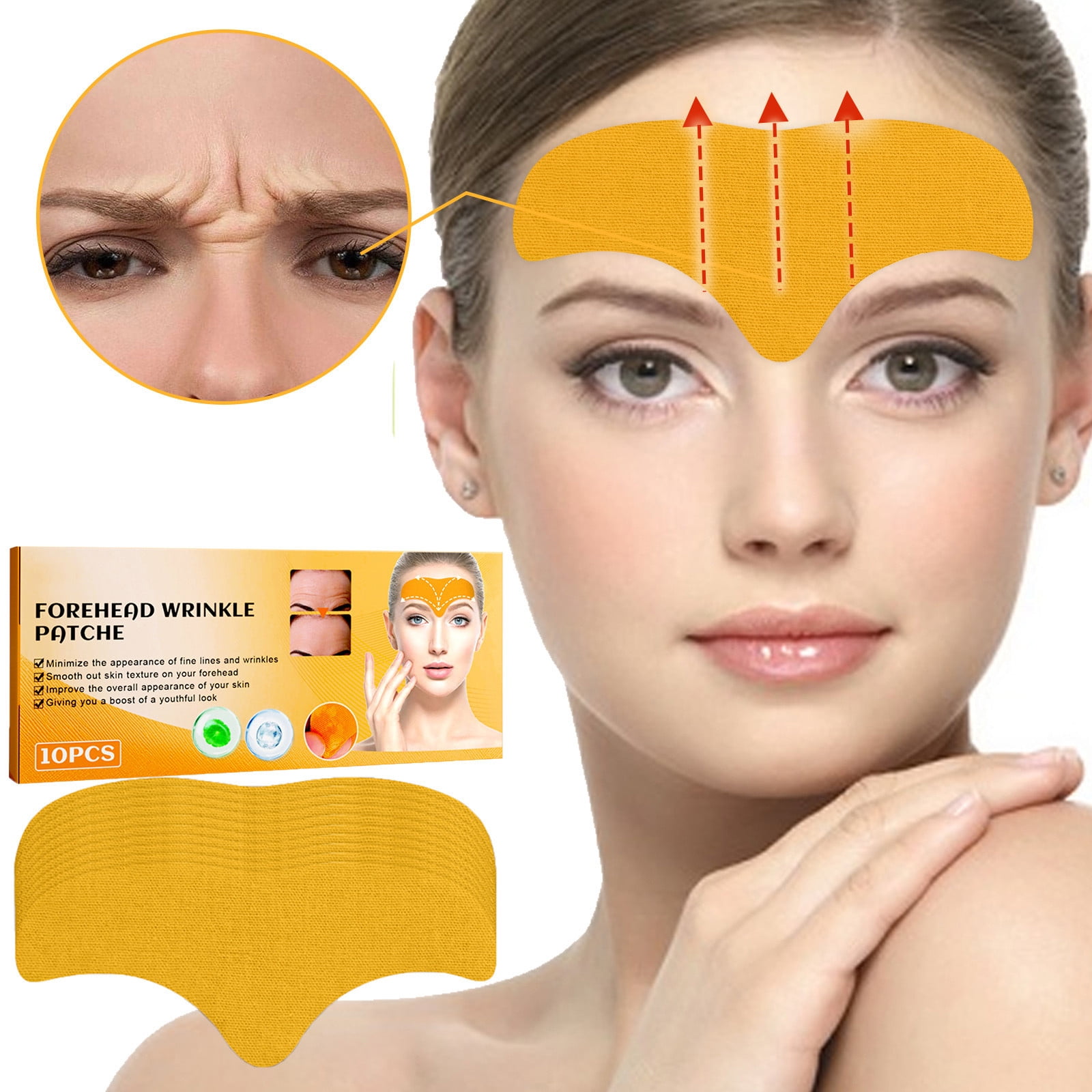 Forehead Wrinkle Patches, 10 Pc Forehead And Between Eyes Wrinkle Patches, Natural Ingredients ...