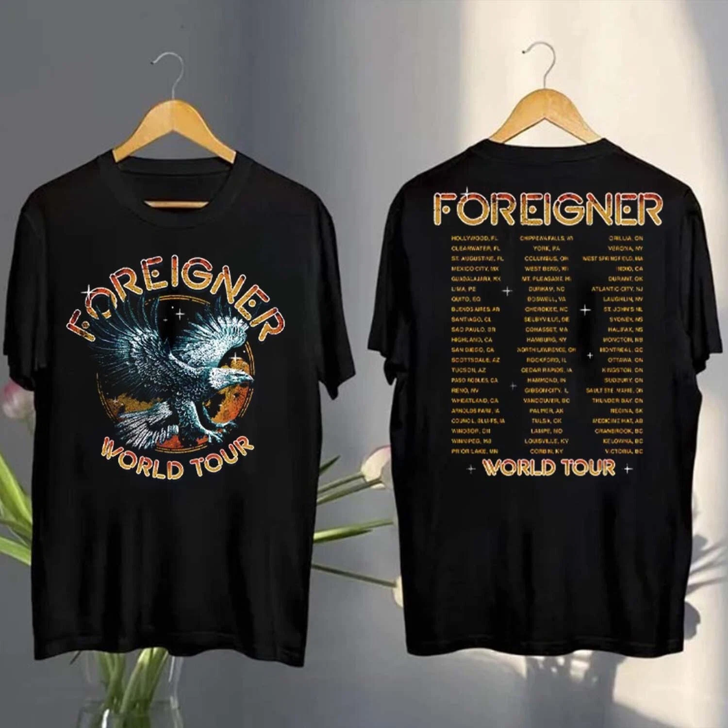 Foreigner 2025 Eagle Wolrd Tour T-Shirt Reprint All Size,Black Color,Size 2XL - Walmart.com