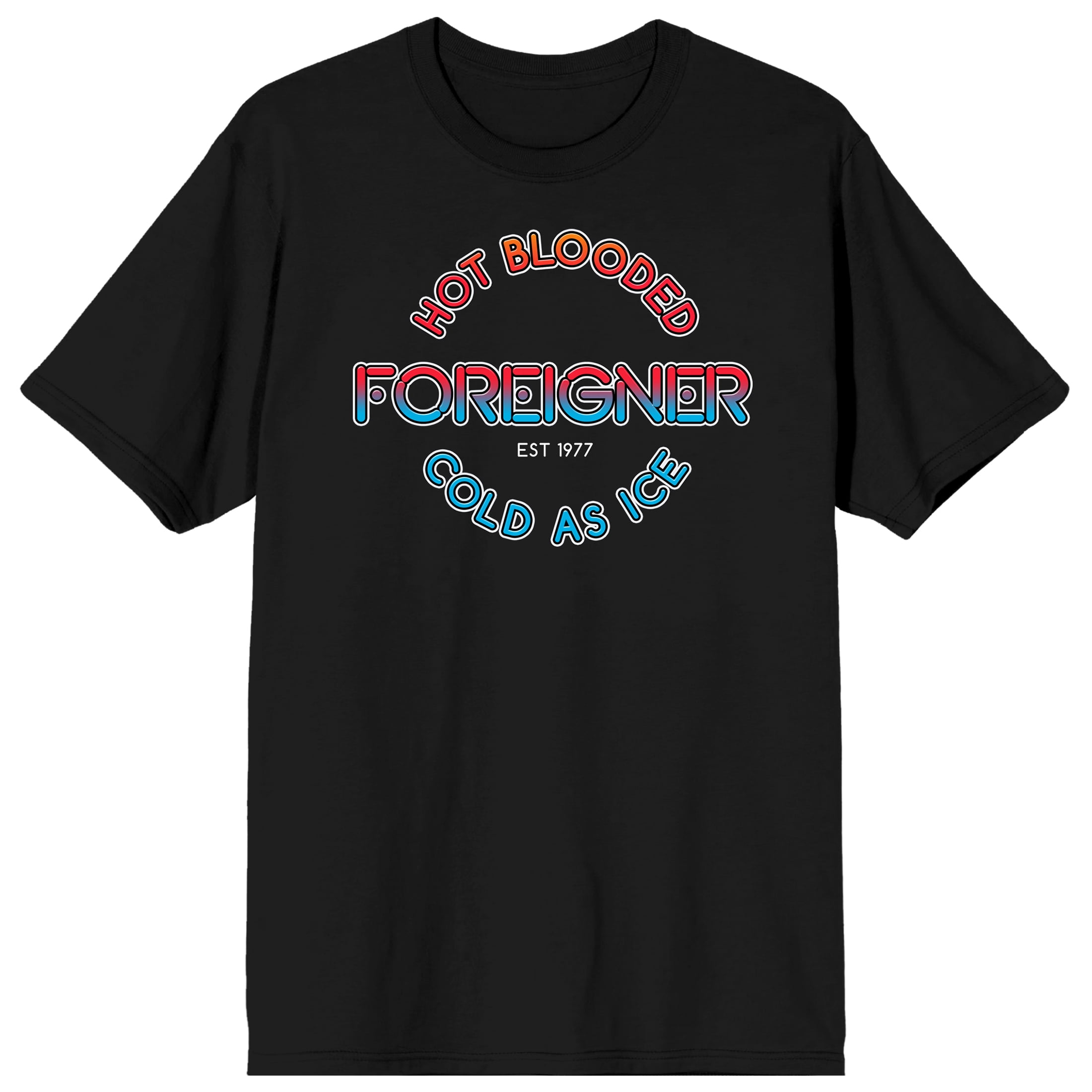 Foreigner Hot Blooded Cold As Ice Crew Neck Short Sleeve Men's Black T ...