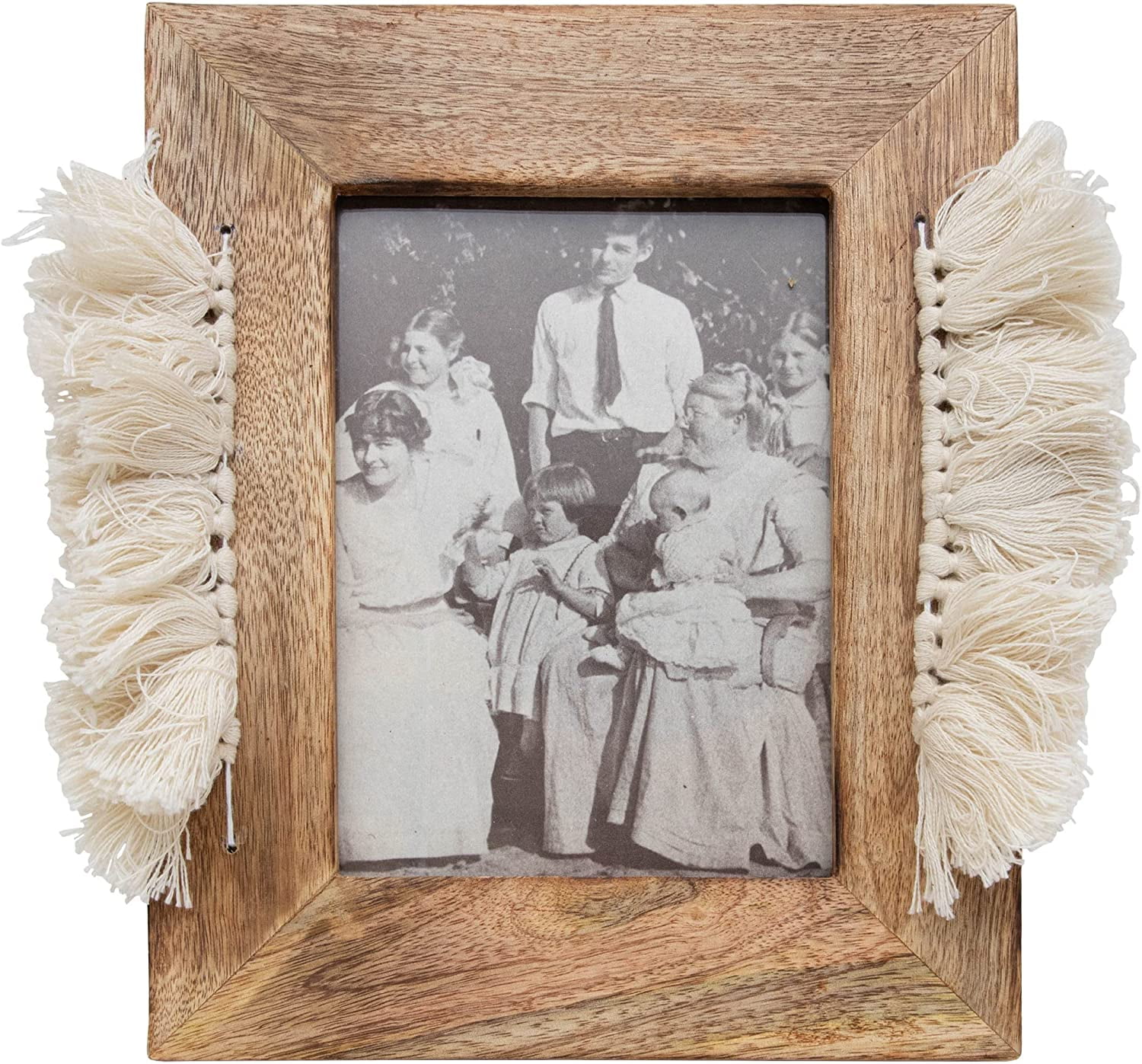 Foreside Home & Garden 5x7 Inches White Wood, Cotton & Glass Photo ...