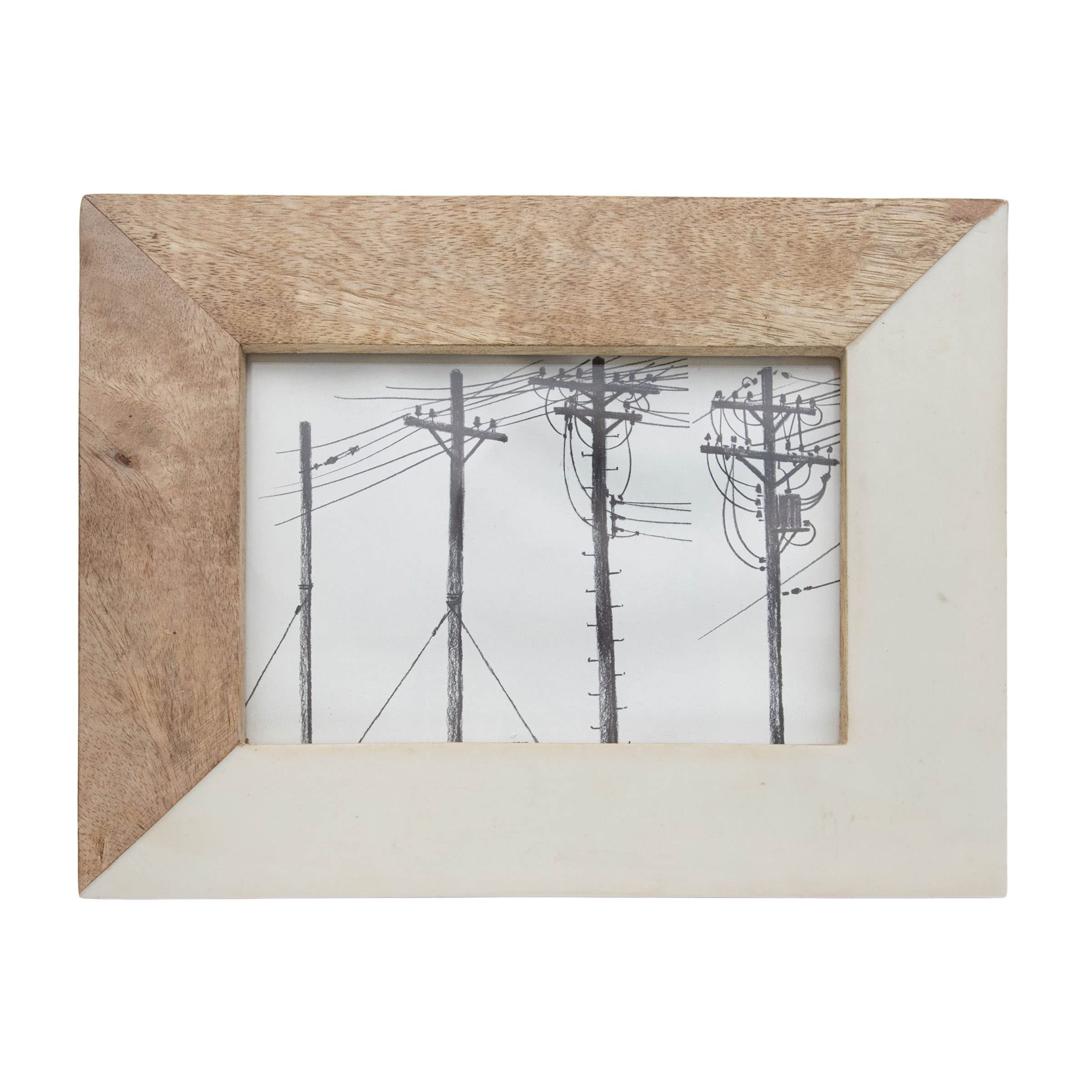 Foreside Home & Garden 5x7 Inches White Wood, Resin & Glass Photo Frame ...