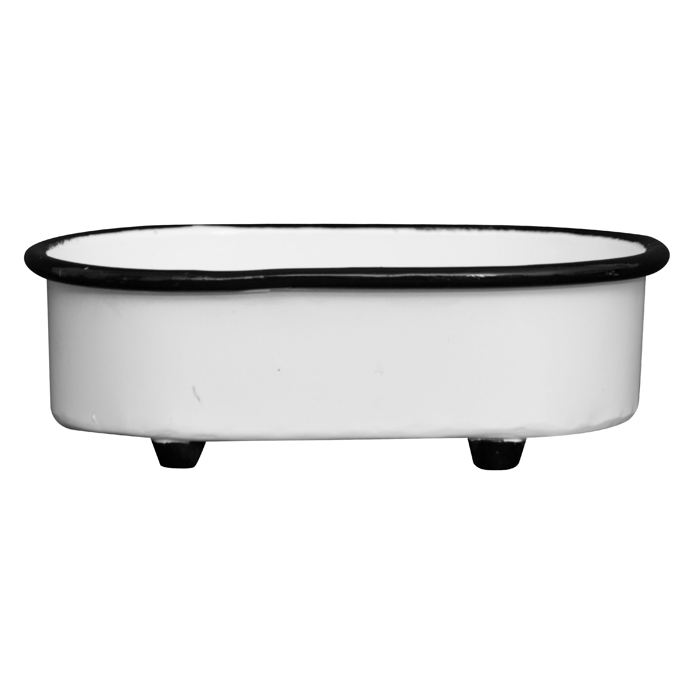 Foreside Home & Garden Black Rim White Enamel Oval Soap Dish (FDDD10067 ...