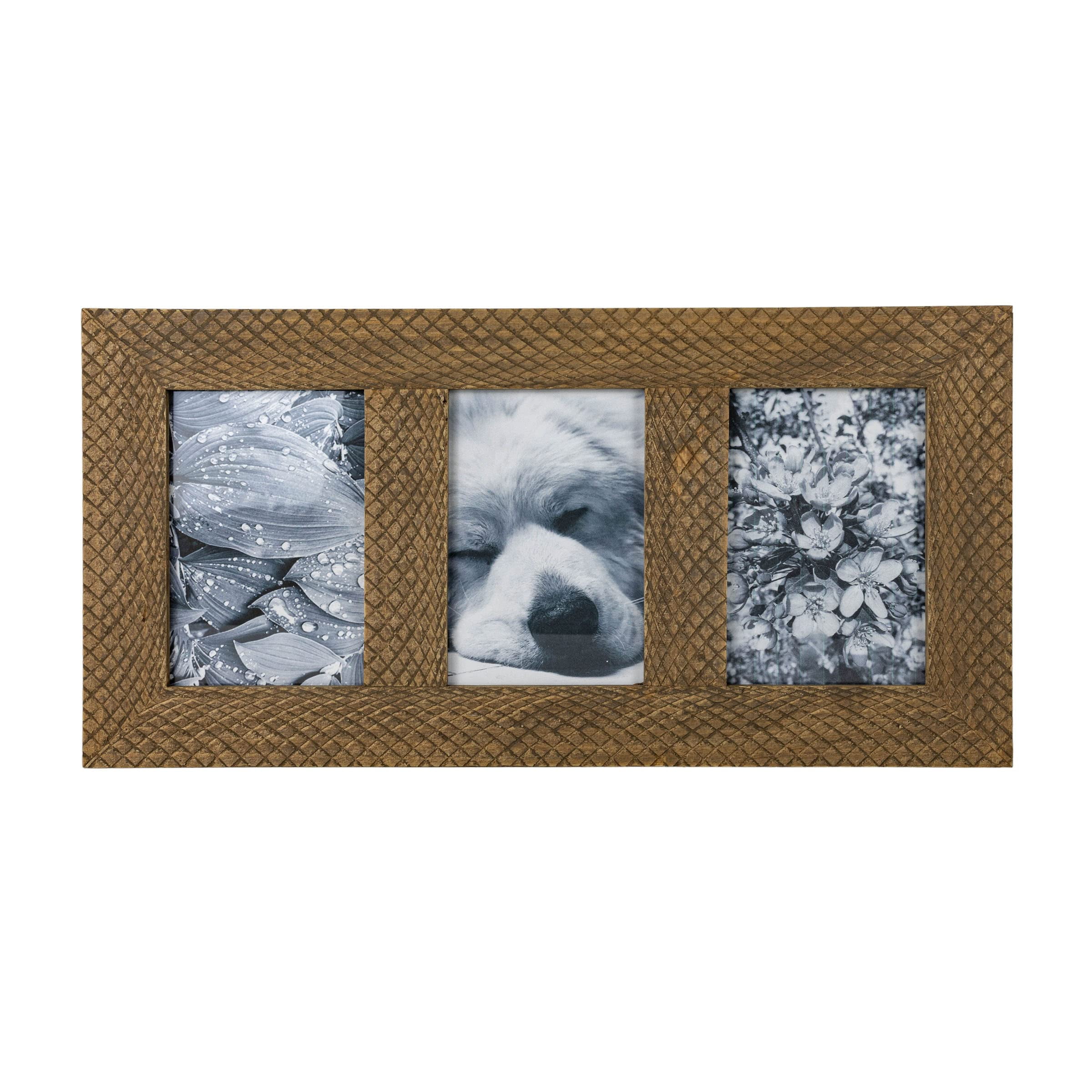 Foreside Home & Garden Crocodile Pattern 4X6 Three Photo Frame Natural ...