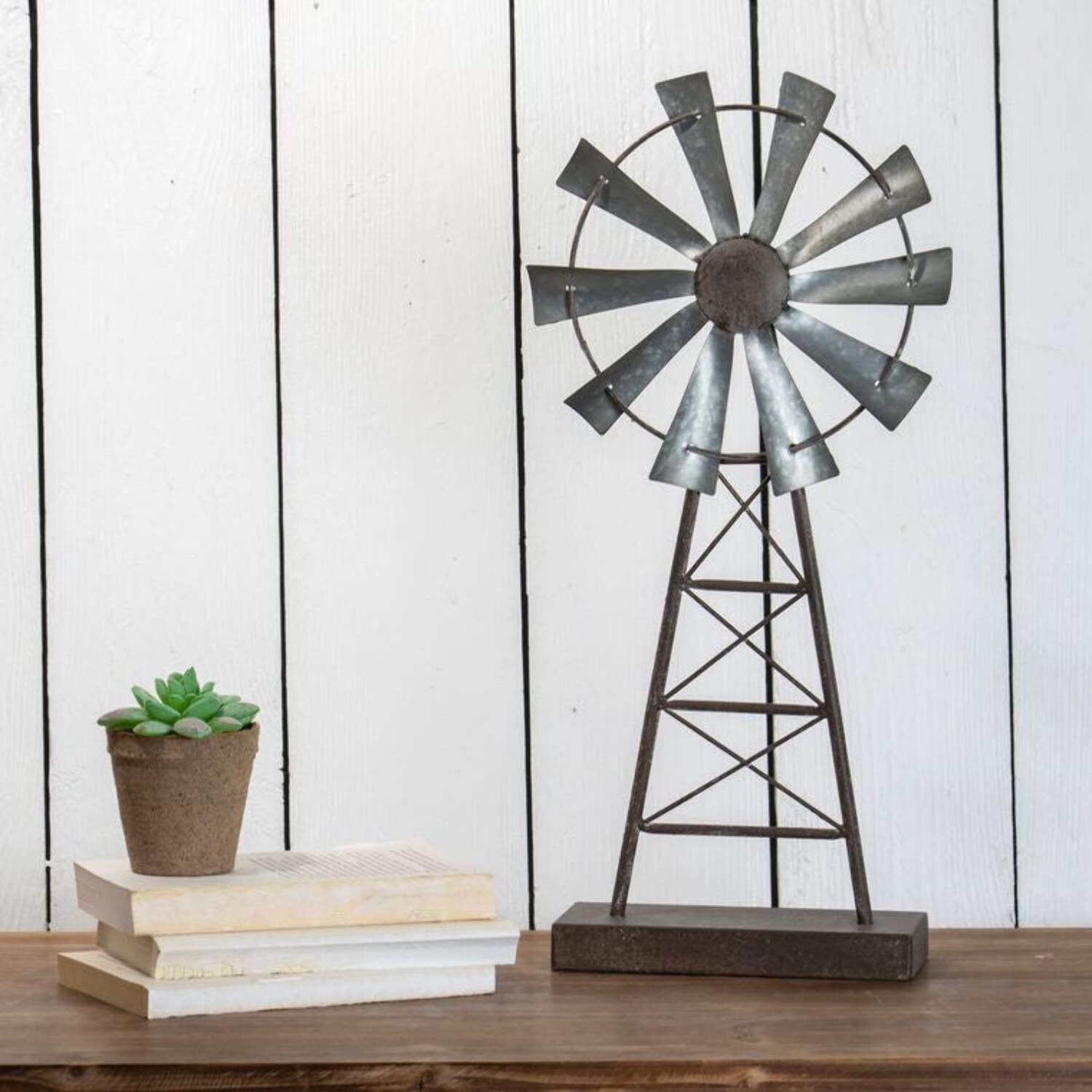 Foreside Home & Garden Metal Large Distressed Windmill Table Decor ...