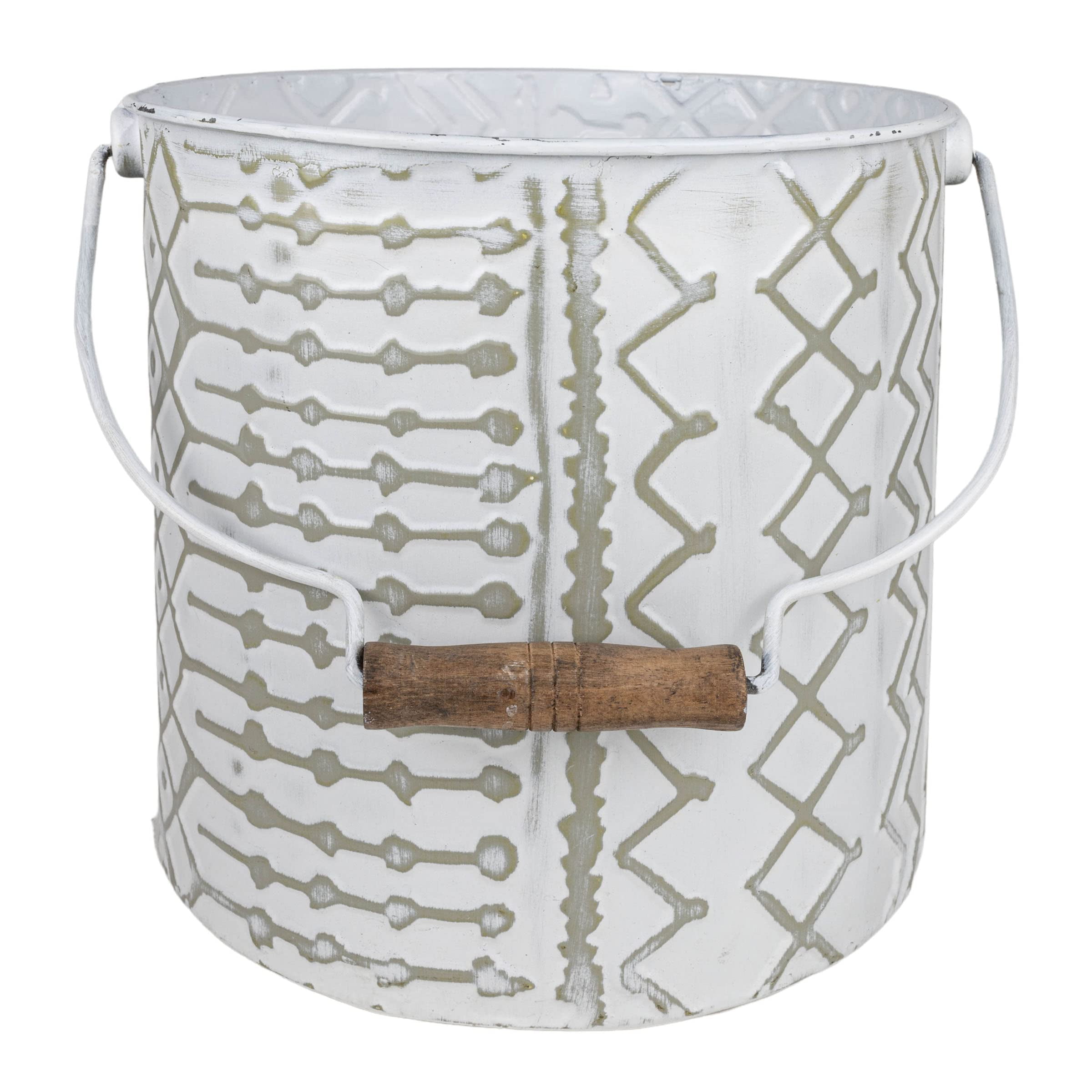 Foreside Home & Garden Multi Pattern Bucket Planter Metal & Wood ...