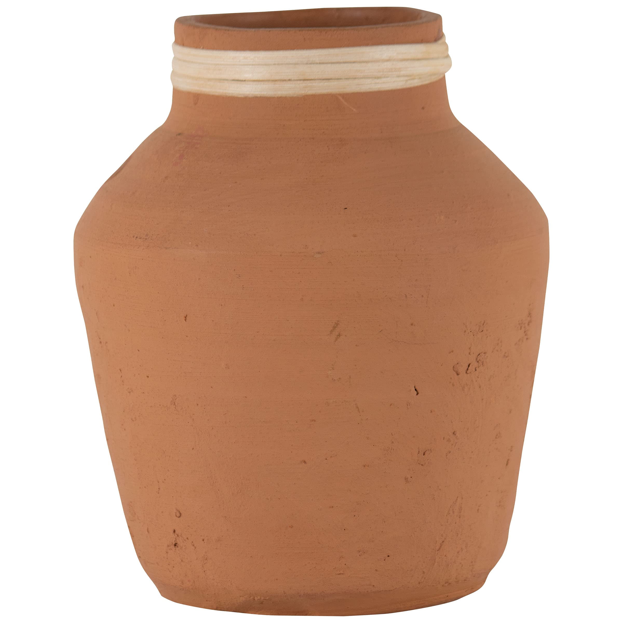 Foreside Home & Garden Natural Handthrown Terracotta & Rattan Vase ...