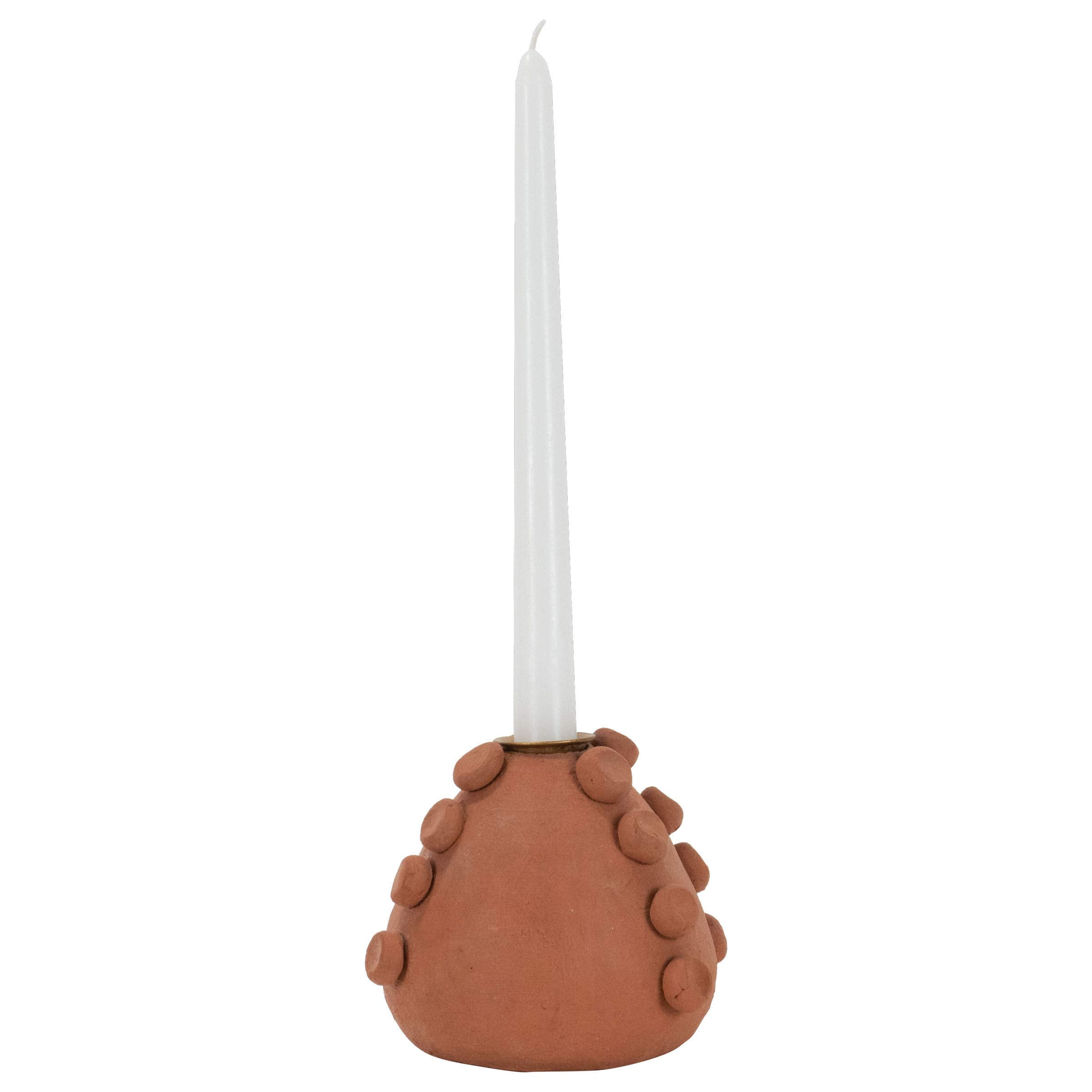 Foreside Home & Garden Terracotta Handmade Large Taper Candle Holder ...