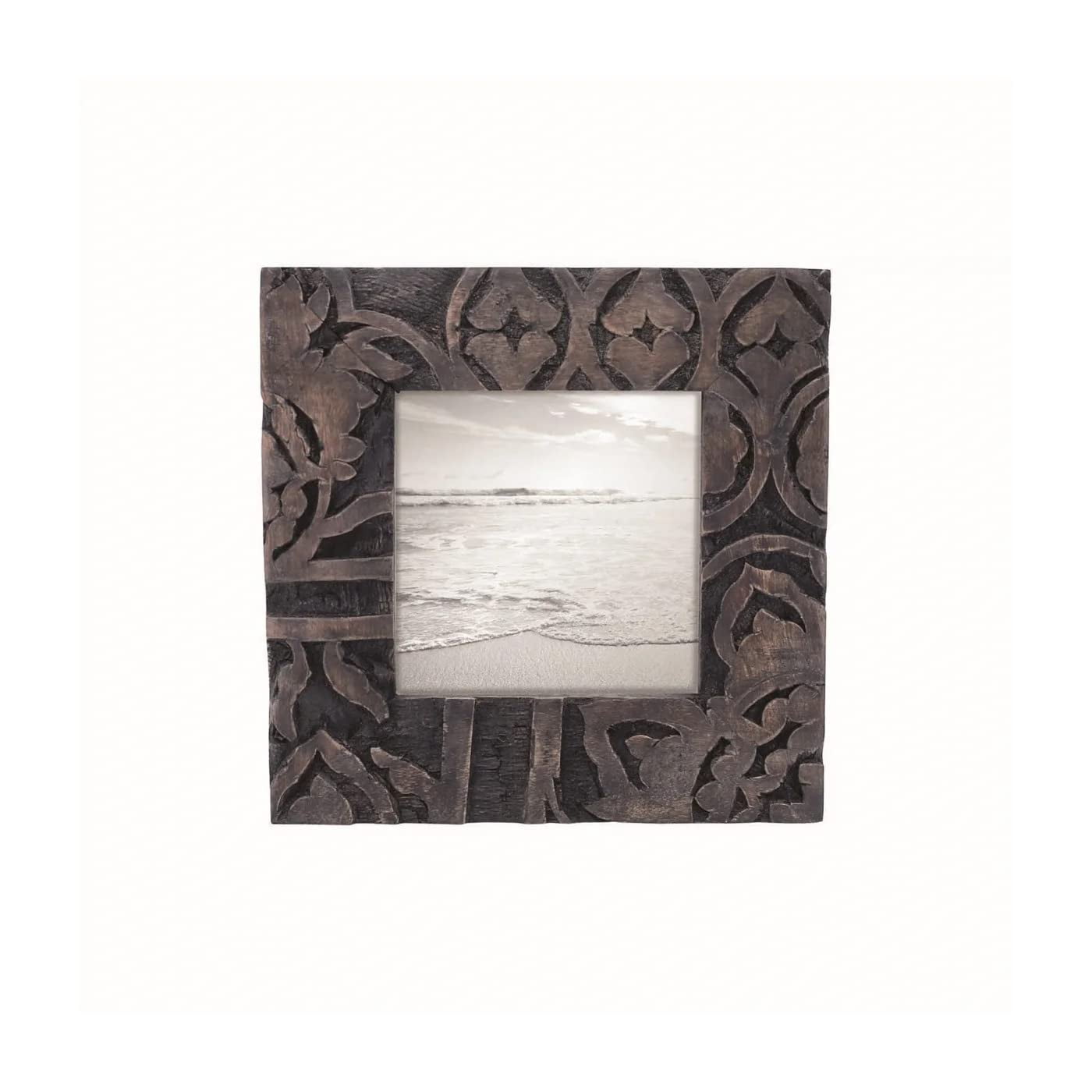 Foreside Home and Garden Dark 4 x 4 inch Carved Wood Picture Frame ...