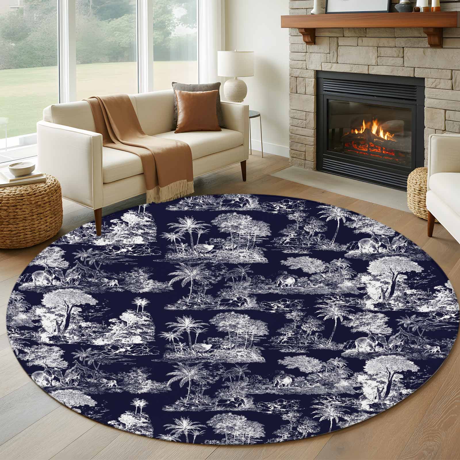 Forest Animal 5' Round Rug for Dining Table for 4 People Under Table ...