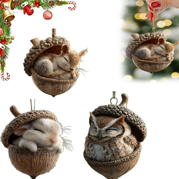 Forest Animal Acorn Ornaments Christmas Decorations– Cozy Forest ...