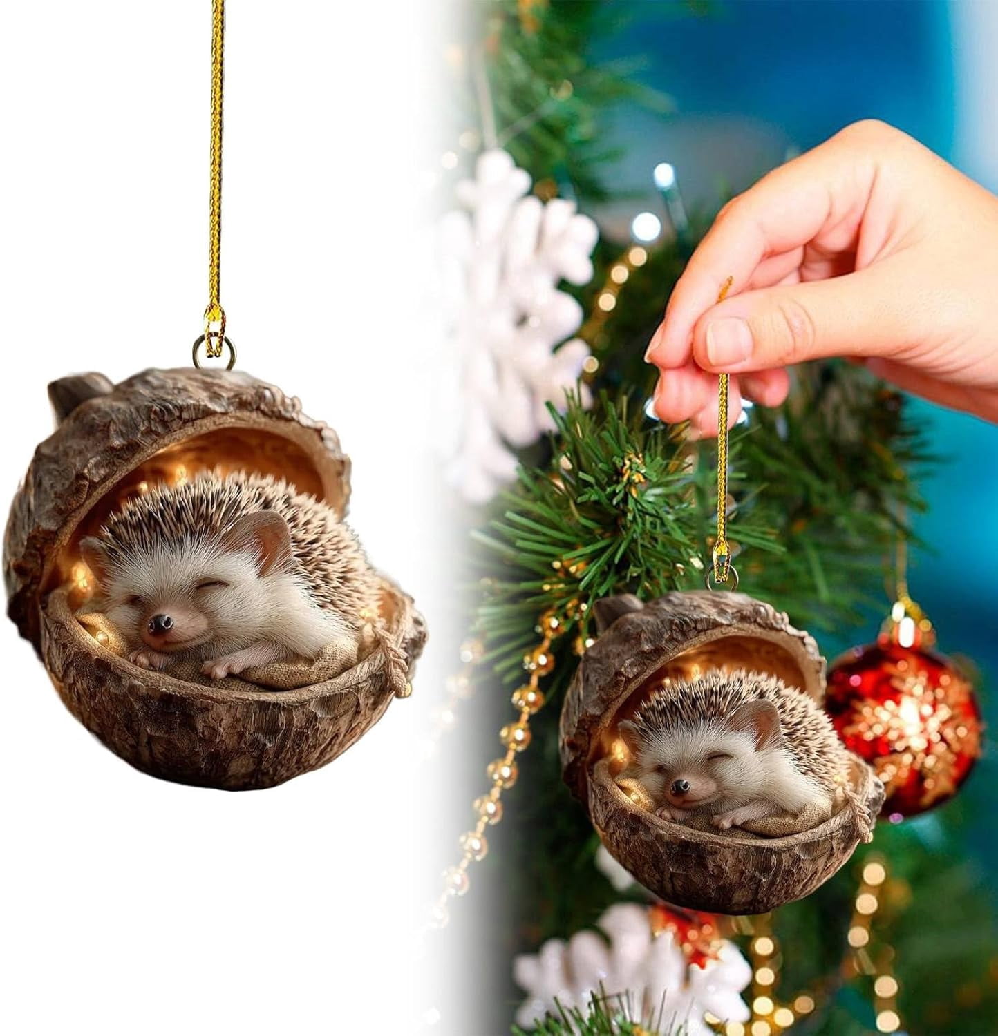 Forest Animal Acorn Ornaments, Cozy Forest Animal in Pine Cone ...