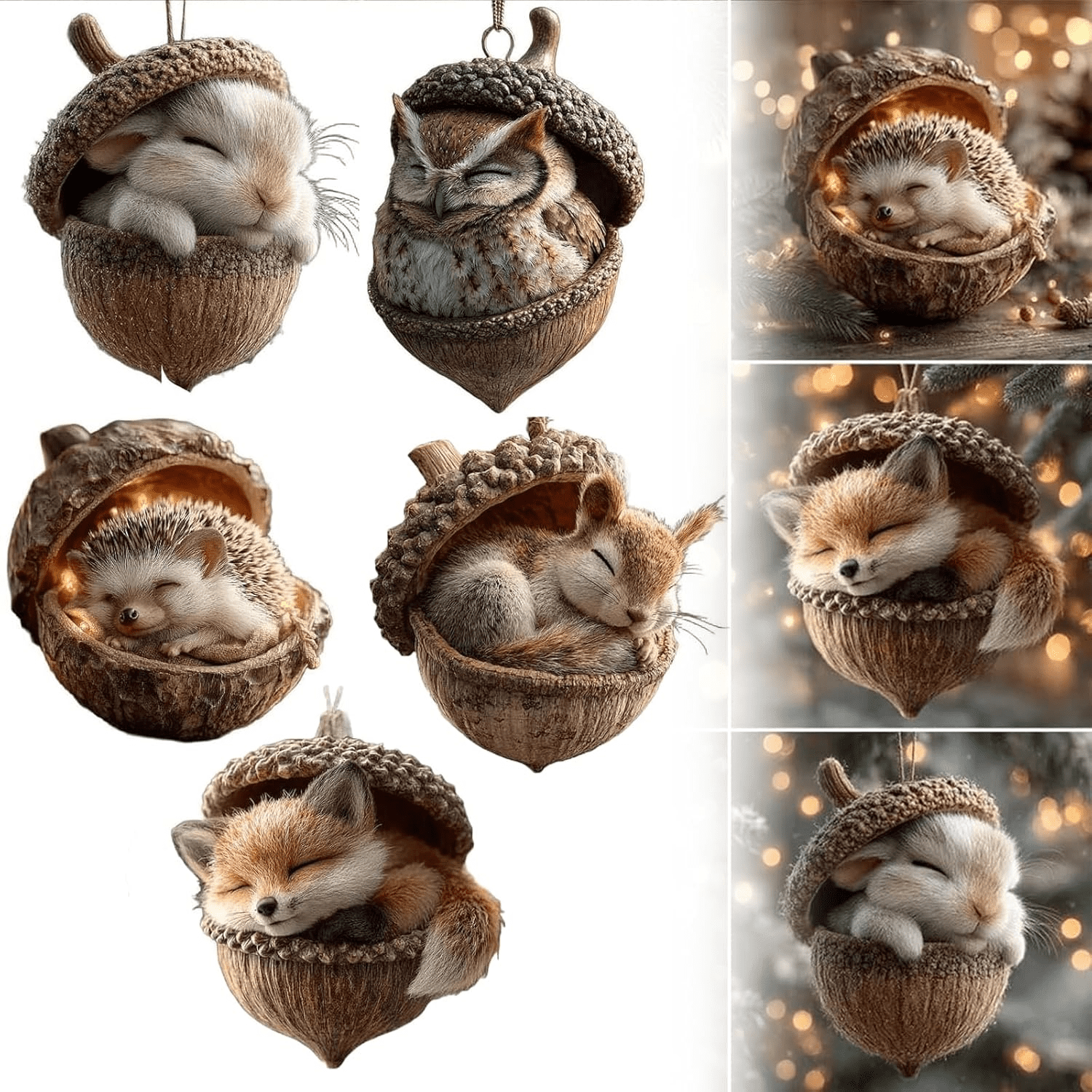 Forest Animal Acorn Ornaments – Cozy Forest Christmas Ornaments(2D ...