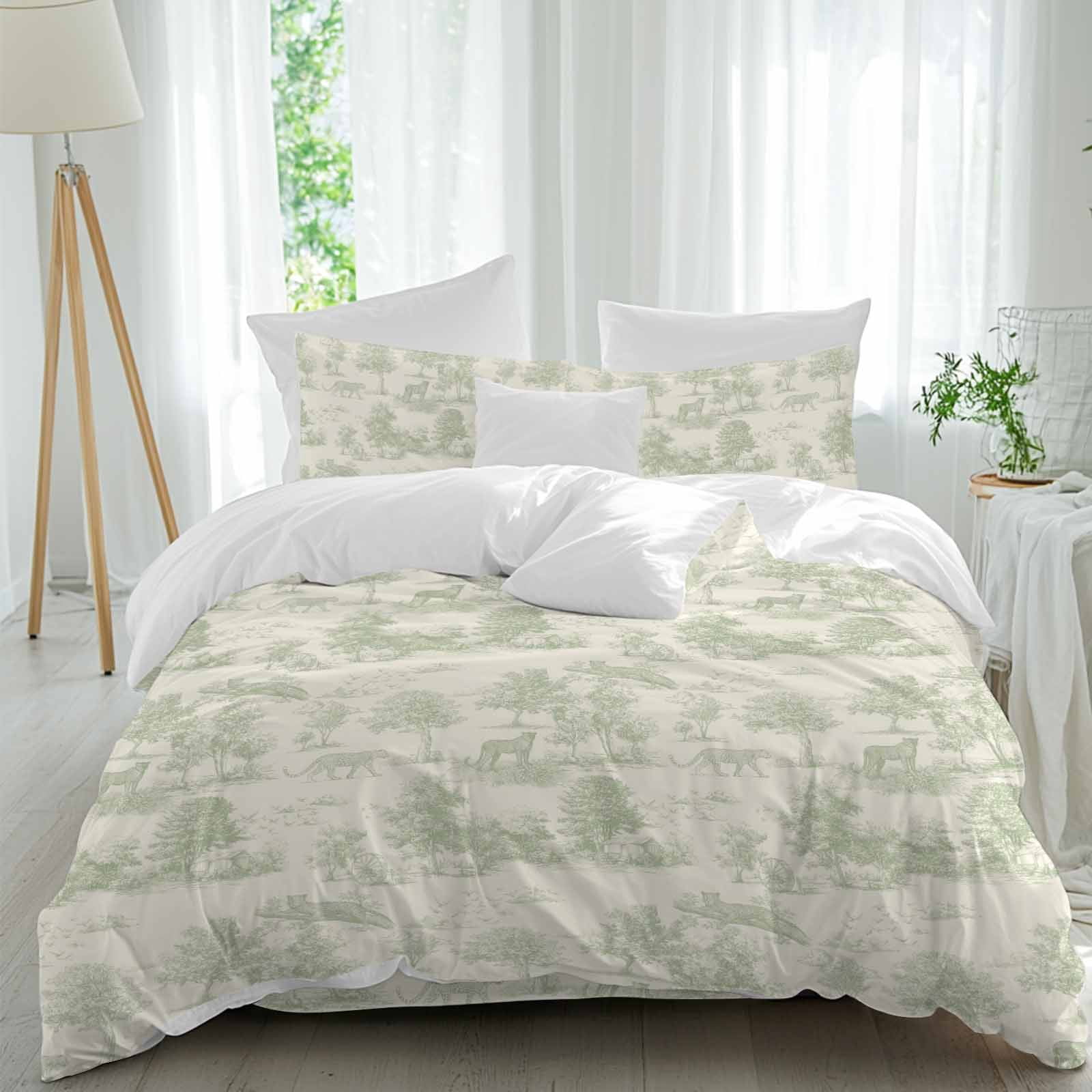 Forest Animal California King Duvet Cover Set, Vintage Forest Leopard ...