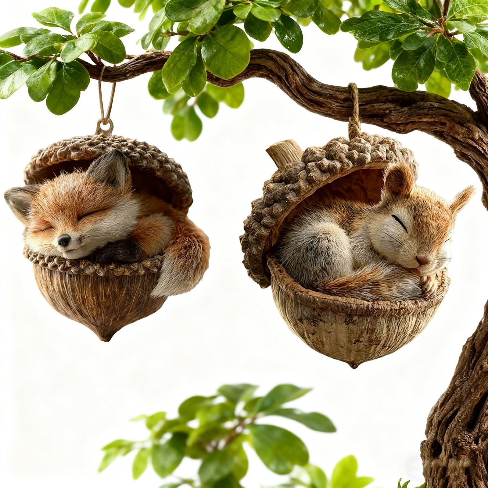 Forest Animal Christmas Ornaments 2 Pack, Hazelnut Squirrel Fox ...