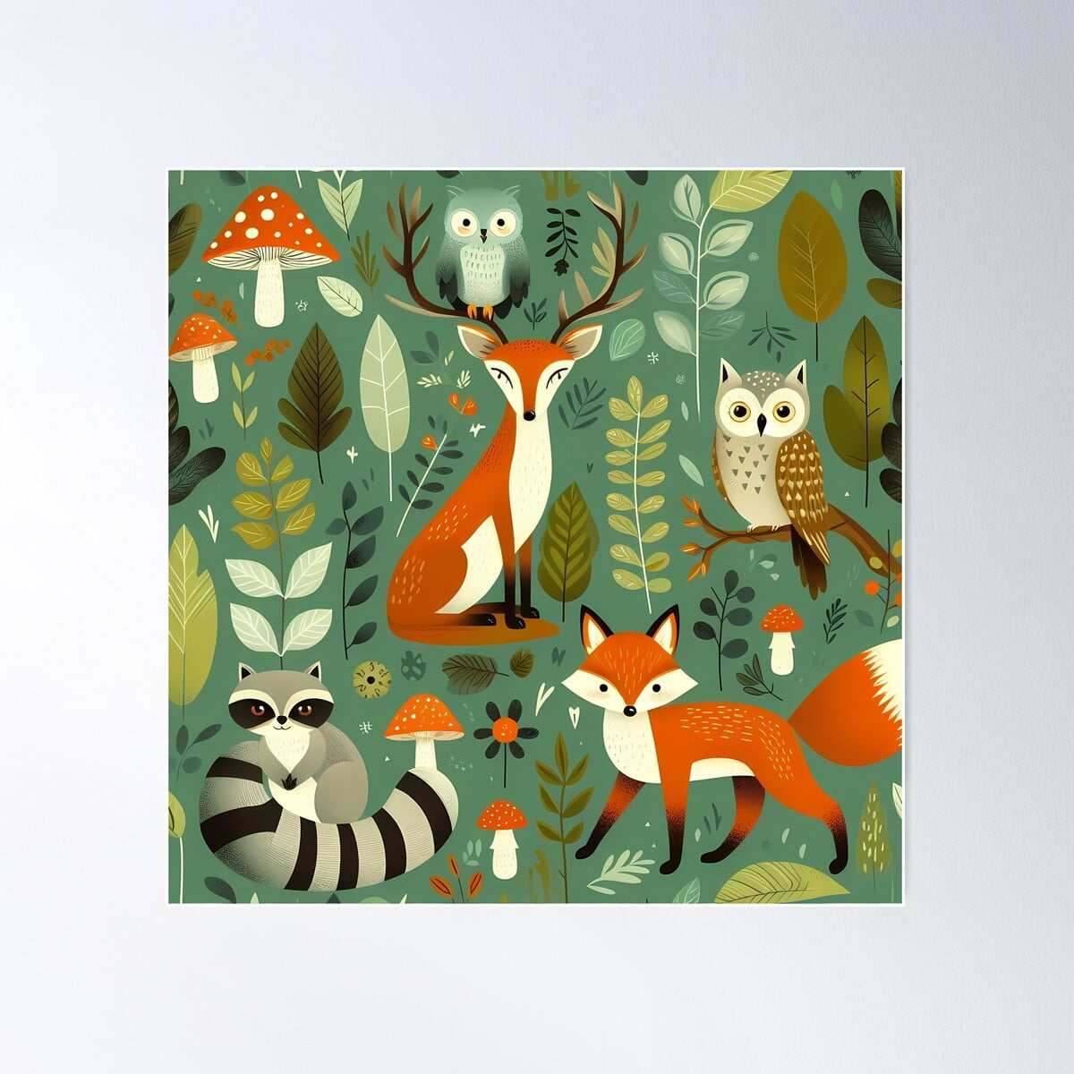 Forest Animal Design Poster Wall Art, Modern Wall Decor For Living Room ...
