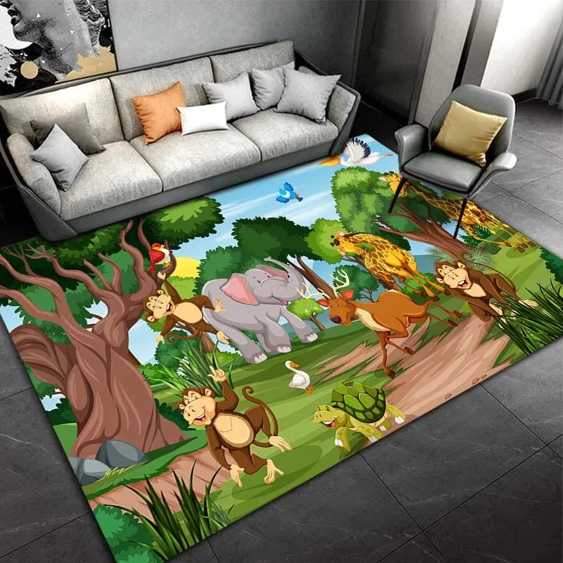 Forest Animal Pattern Rug for Crawling Pad r Carpet Cartoon Jungle ...