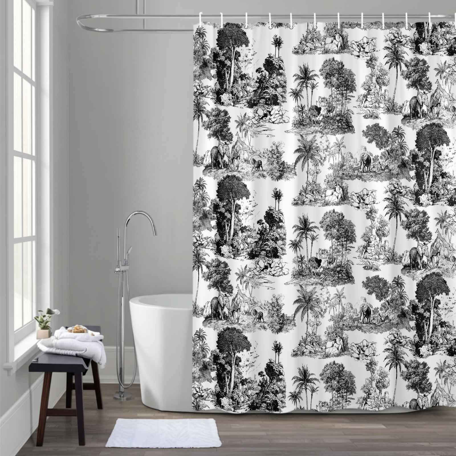 Forest Animal Shower Curtain for Bathroom Decor, Vintage Forest ...
