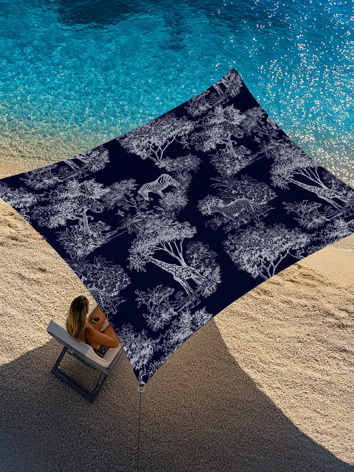 Forest Animal Sun Shade Sail 12' x 16', Vintage Forest Zebra Giraffe ...