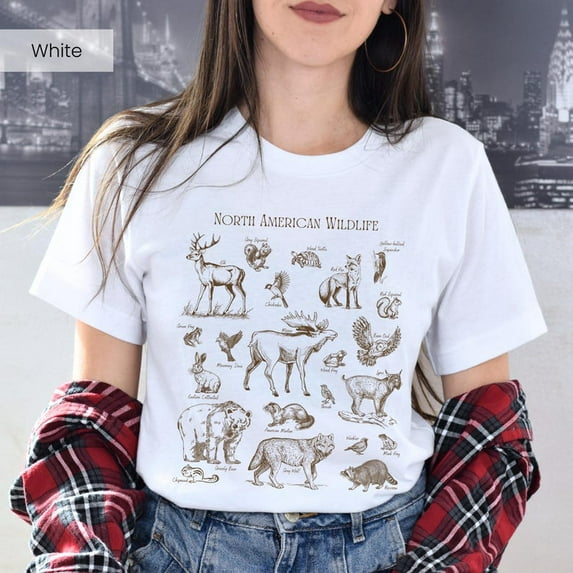 Forest Animal Vintage T-Shirt, Cottagecore Nature Lover Tee, Deer Moose ...
