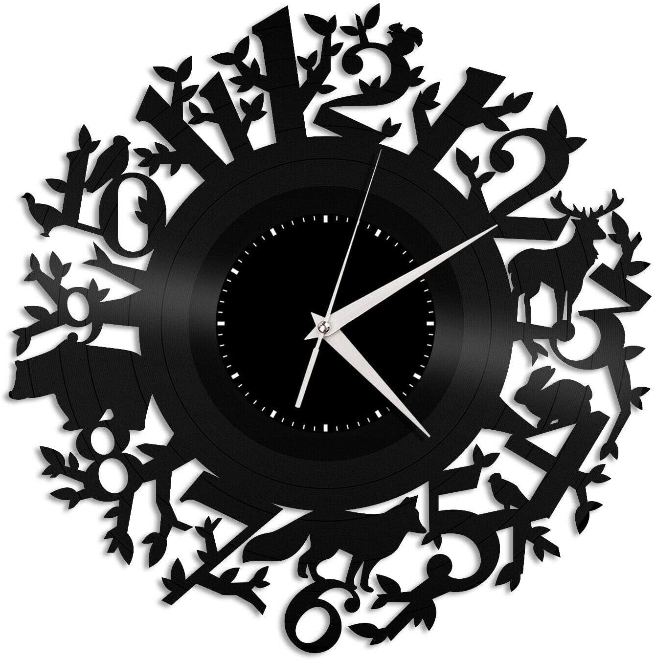 Forest Animal Vinyl Wall Clock,Vinyl Record Clock Wall Art Unique Room ...