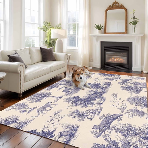 Forest Animal Washable Area Rug 8x10 Vintage Forest Leopard Animal ...