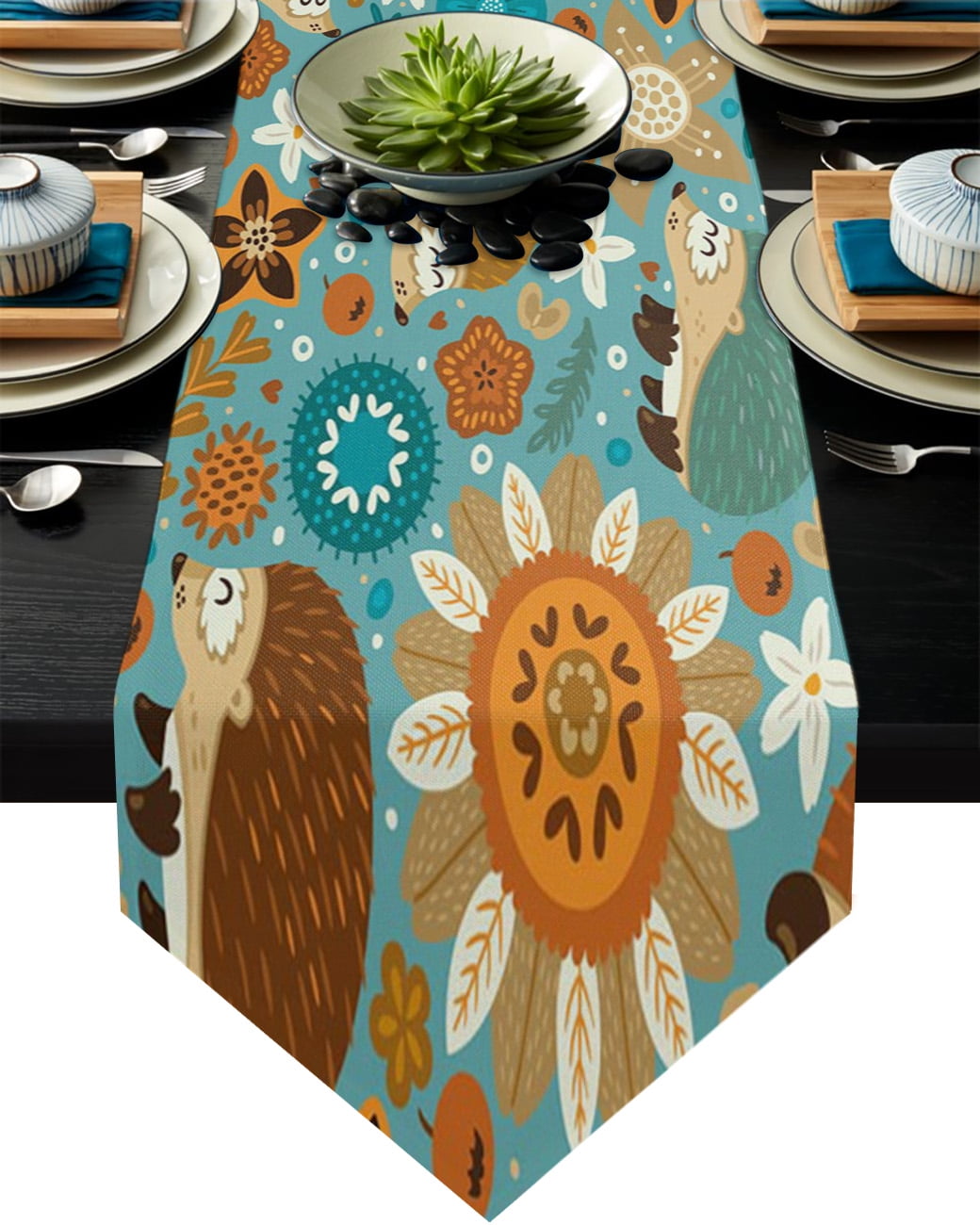 Forest Animal Woods Owl Fox Deer Fashion Table Runners Cotton Linen ...