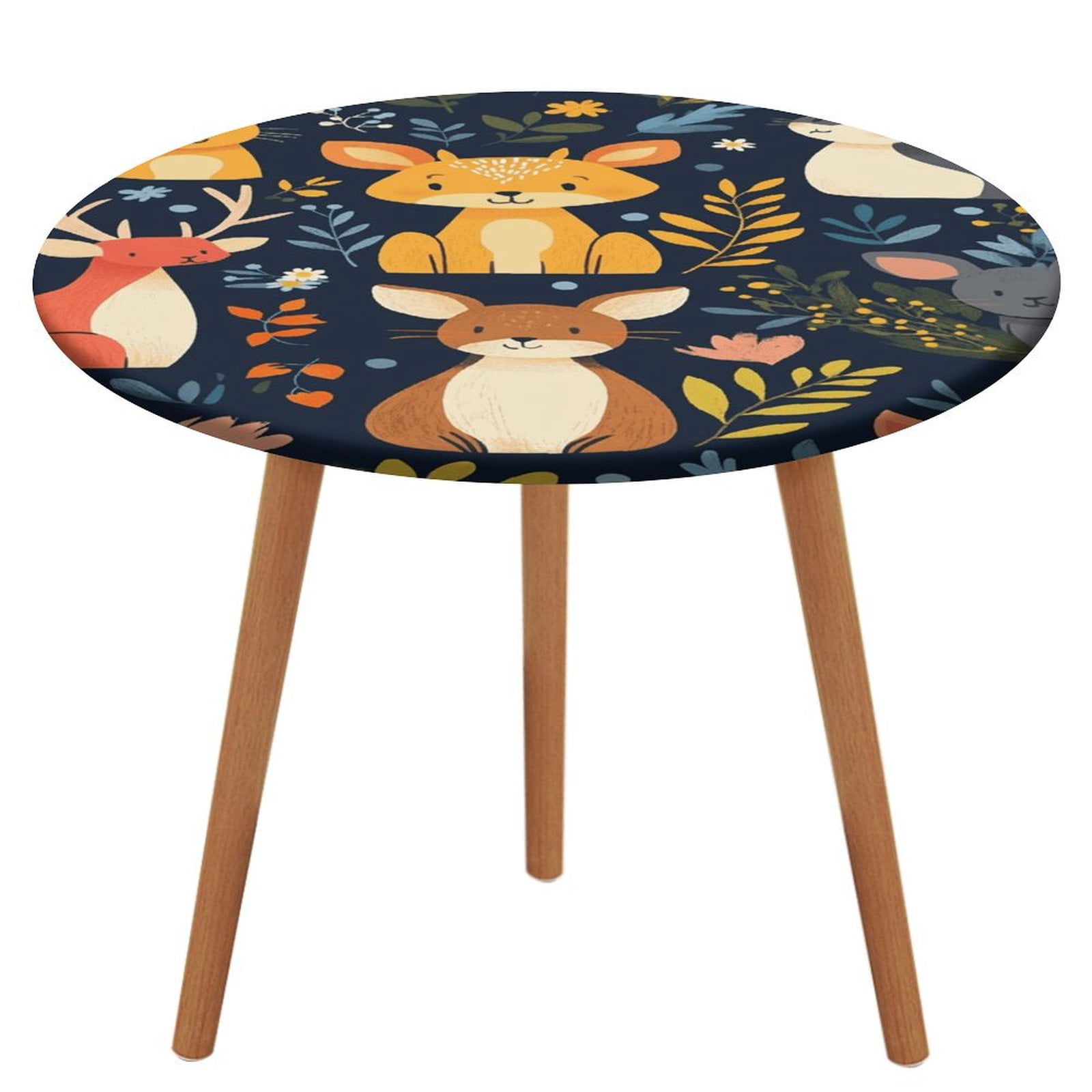 Forest Animals (13) Pattern Round Tablecloth Waterproof Elastic Table ...