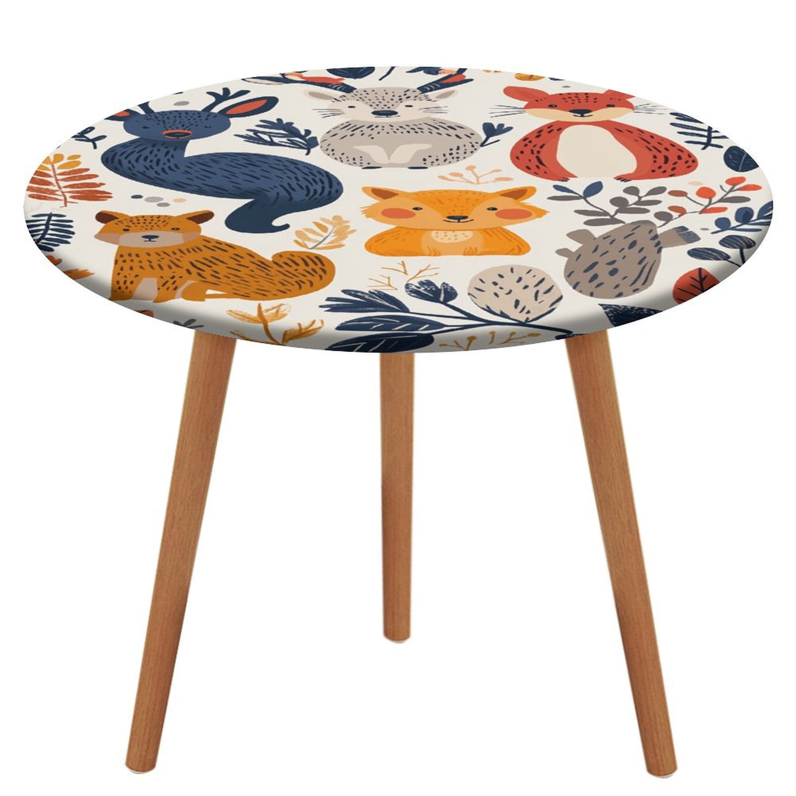 Forest Animals (36) Pattern Round Tablecloth Waterproof Elastic Table ...