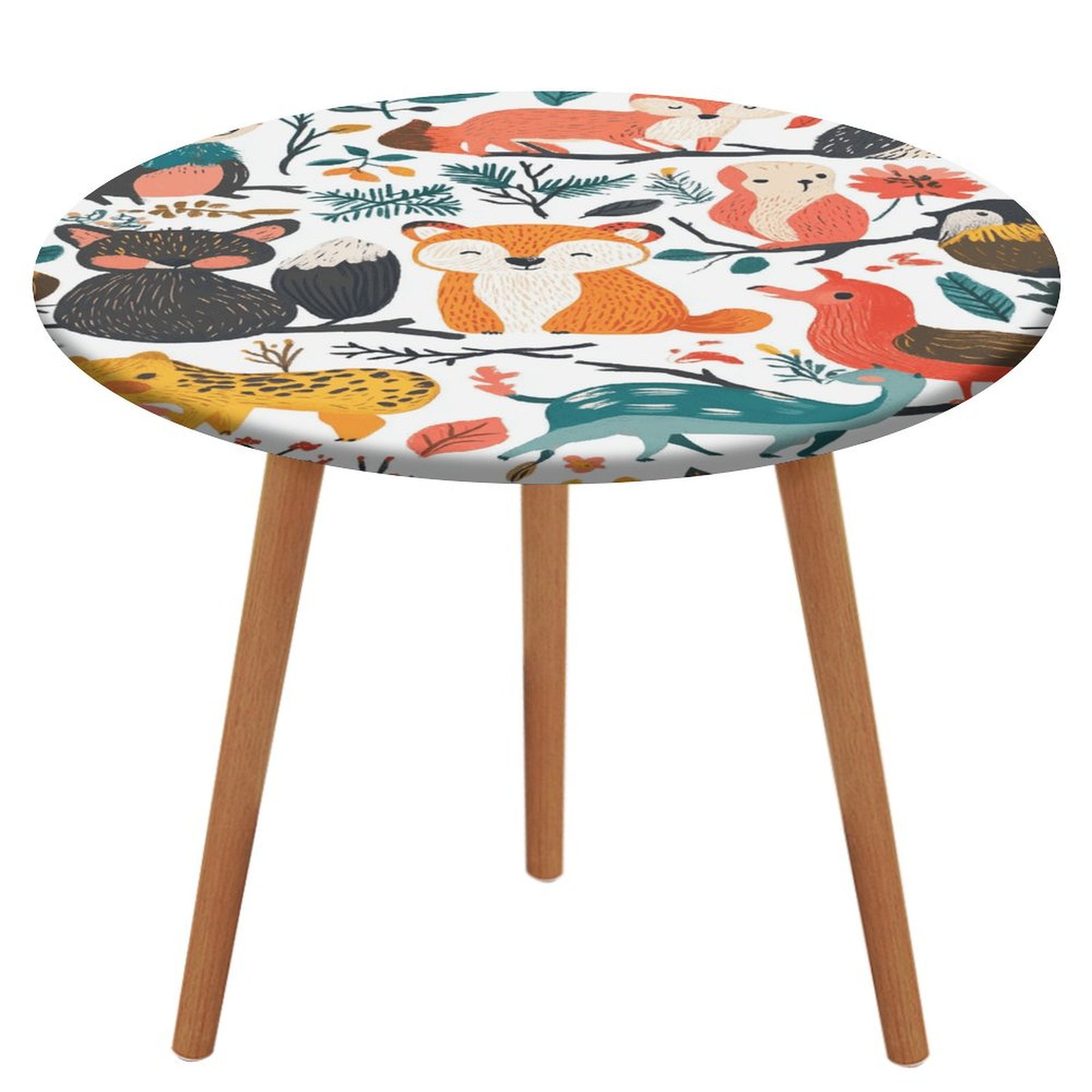 Forest Animals (5) Pattern Round Tablecloth Waterproof Elastic Table ...