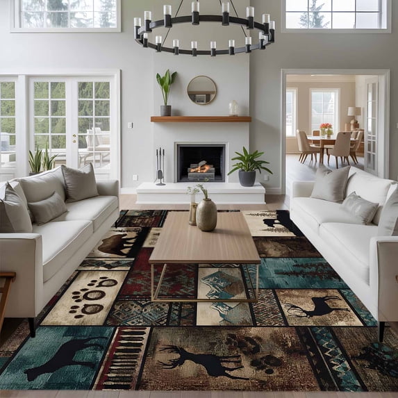 Forest Animals 8x10 Area Rug for Living Room Sectional Sofa, Western ...