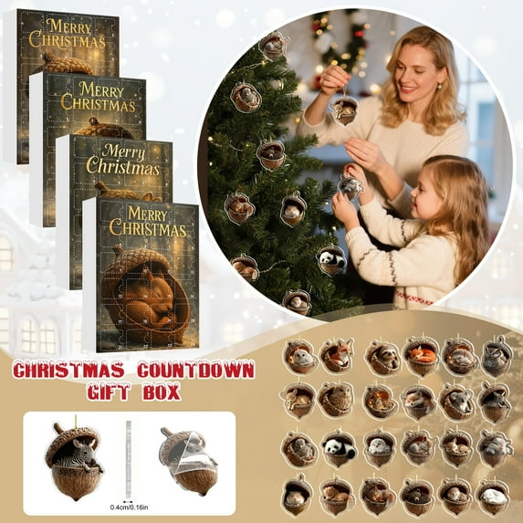 Forest Animals Advent Calendar 2026 24 Days – Animals Pendants Countdown Calendar Christmas Tree ...