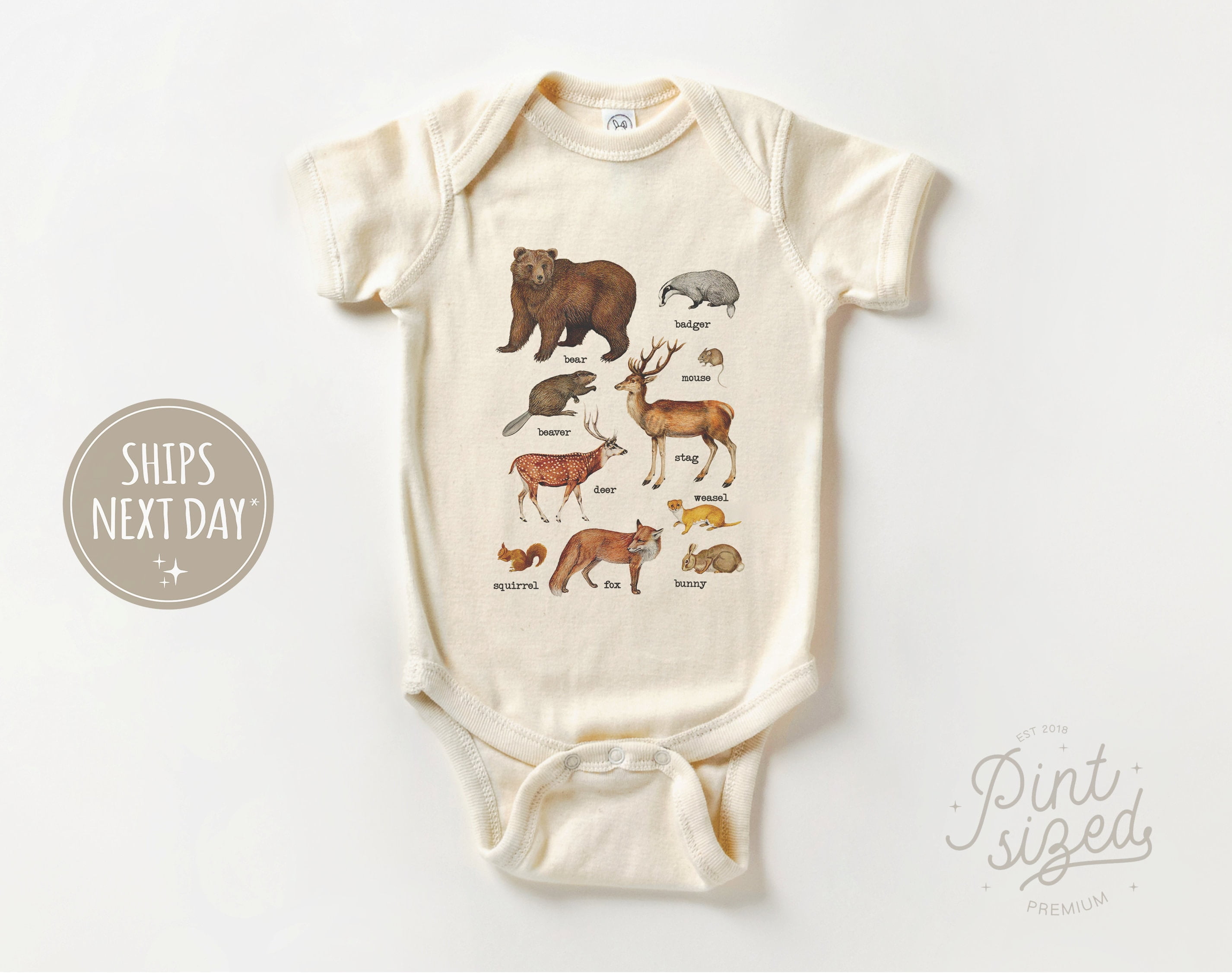 Forest Animals Baby Onesie, Nature Wildlife Bodysuit, Cute Woodland ...