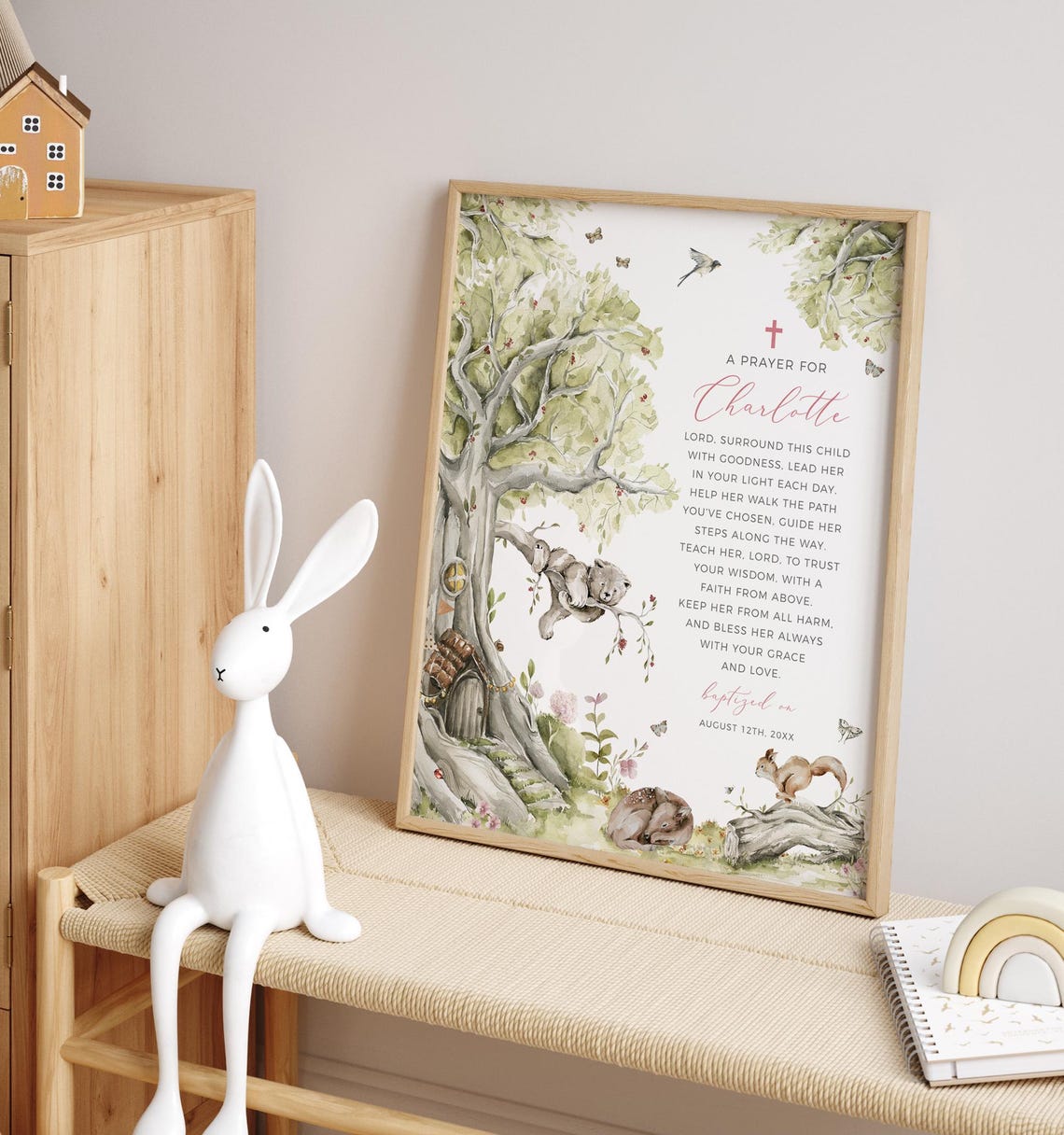 Forest Animals Baptism Gift Girl, Woodland Animals Christening Prayer ...