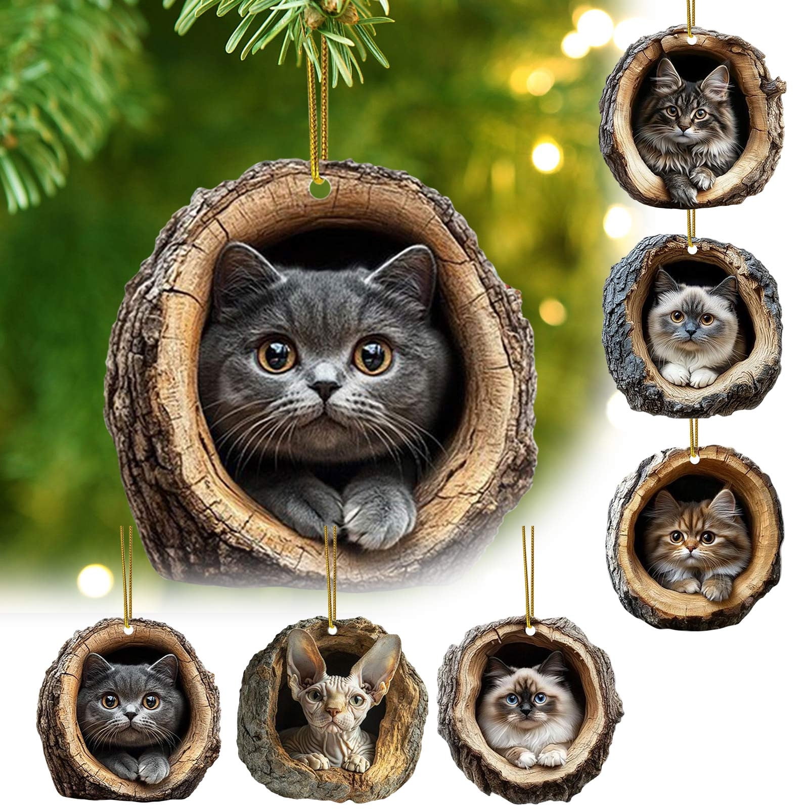 Forest Animals Christmas Ornaments Set of 1 Acrylic Oval Tree Decor ...