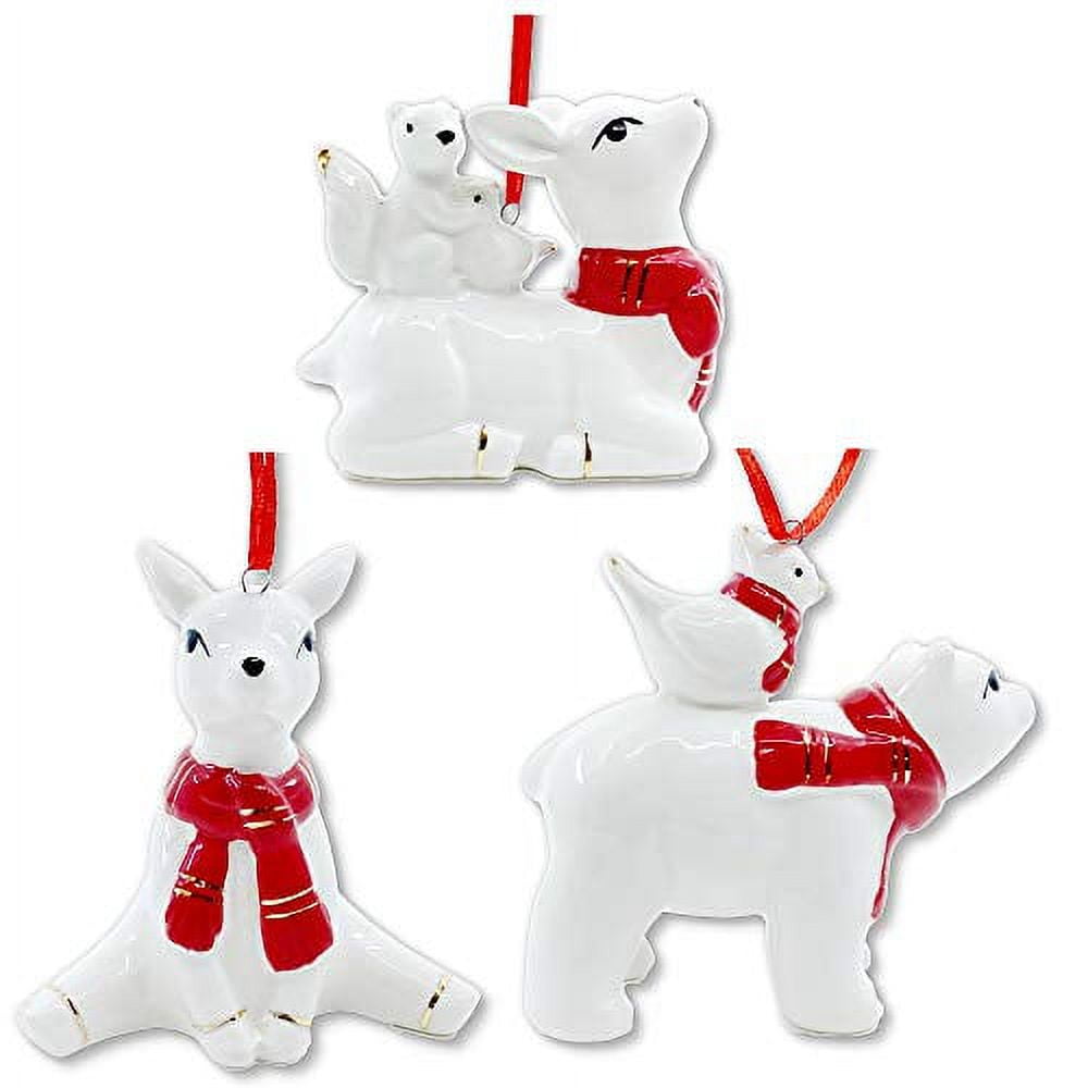 Forest Animals Ornament Set - Porcelain Set of 3 Christmas Tree ...