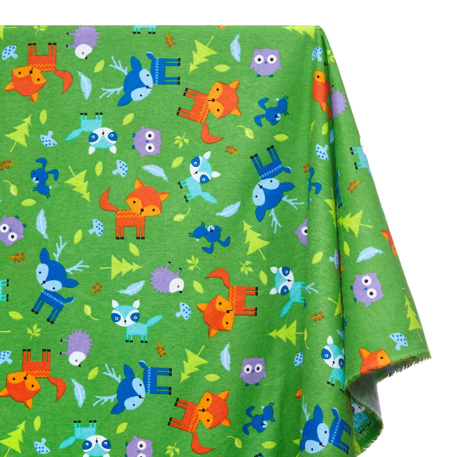 Forest Animals Printed Hypoallergenic Cotton Flannel 44" Fabric By The ...
