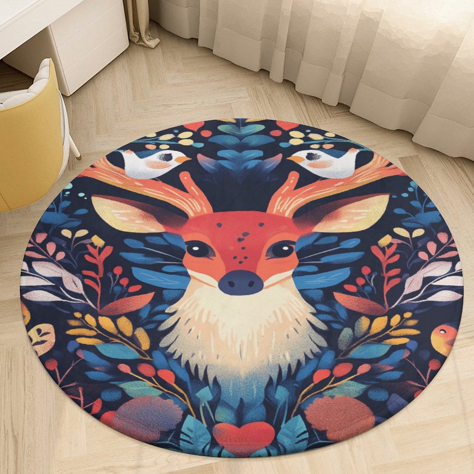 Forest Animals Round Area Rugs for Bedroom Living Room, 6FT Soft Indoor Circle Carpets, Carpet ...
