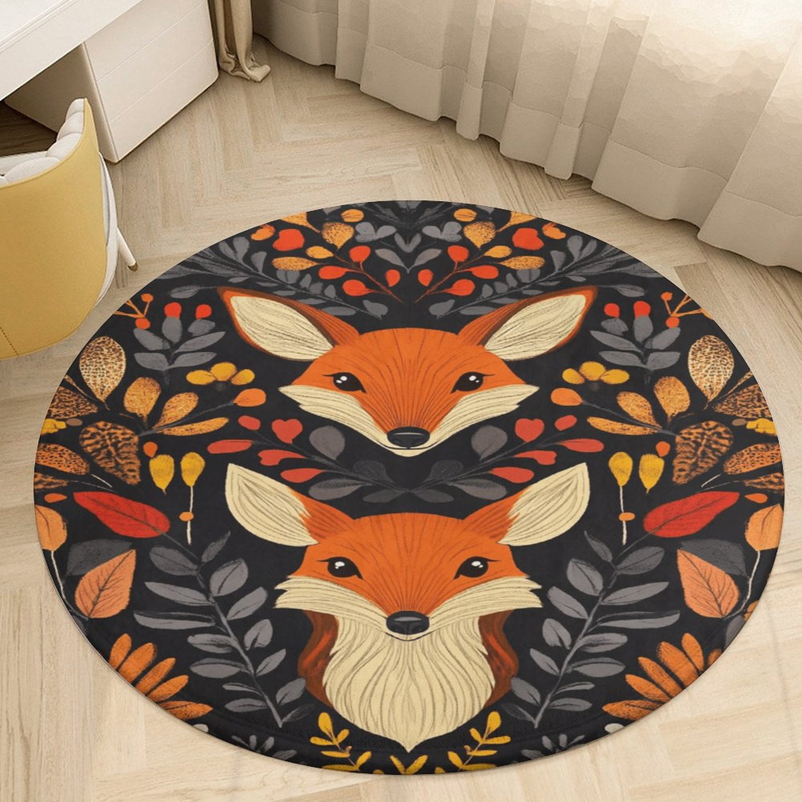 Forest Animals Round Area Rugs for Bedroom Living Room, 6FT Soft Indoor ...