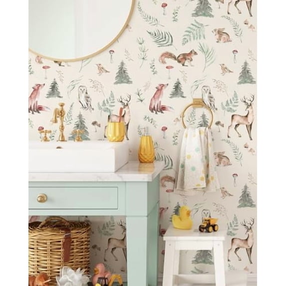 Forest Animals Wallpaper | Removable Self Adhesive Botanical Wallpaper ...