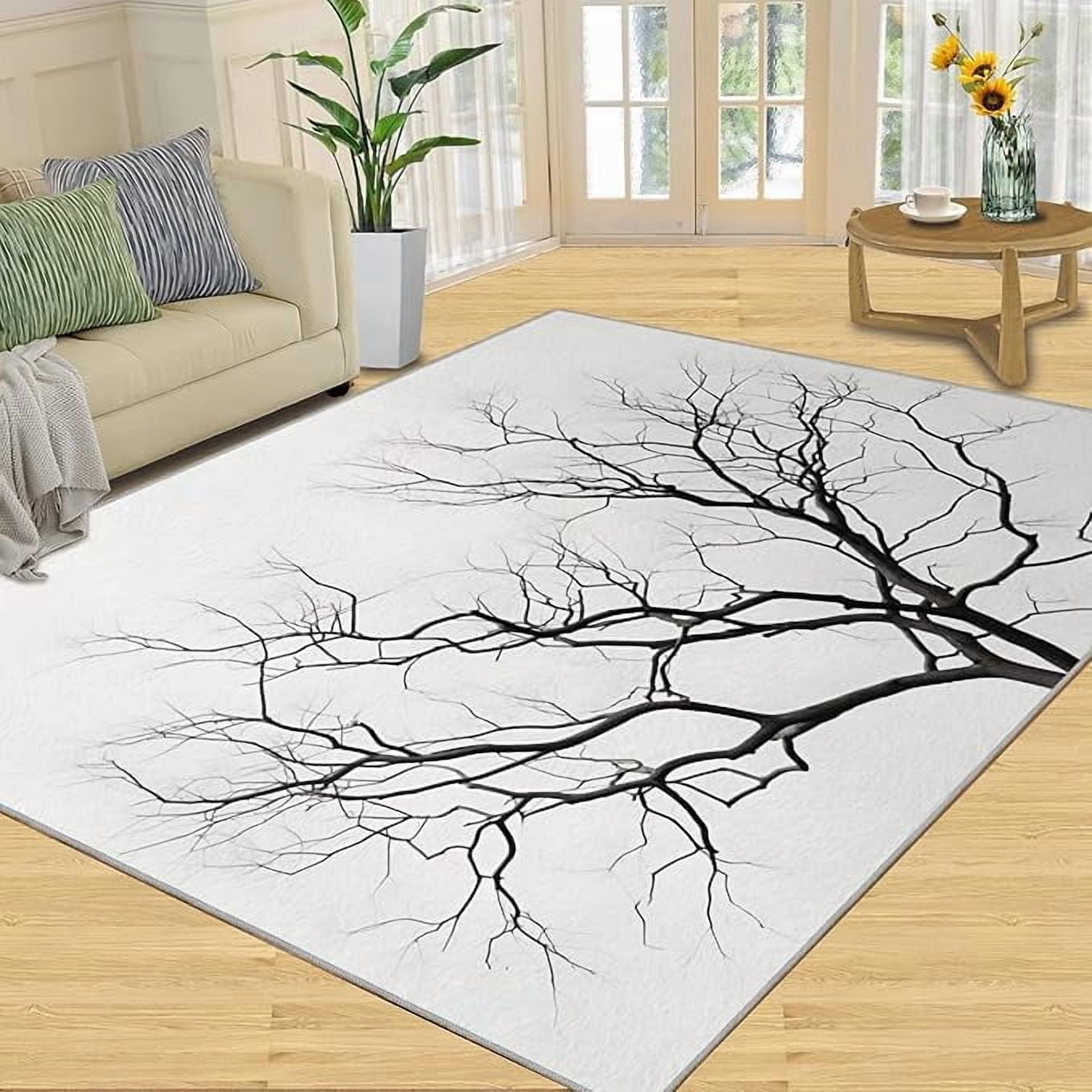Forest Area Rugs, Winter Tree Rug for Bedroom Ice and Snow Forests ...