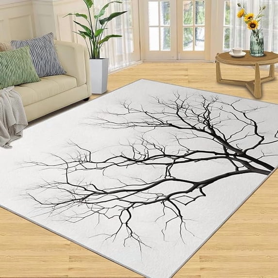 Forest Area Rugs, Winter Tree Rug for Bedroom Ice and Snow Forests ...