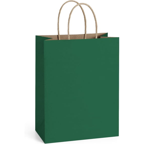 Forest Bags with Handles 8x4.25x10.5 Inch 100 count Medium Paper Bags ...
