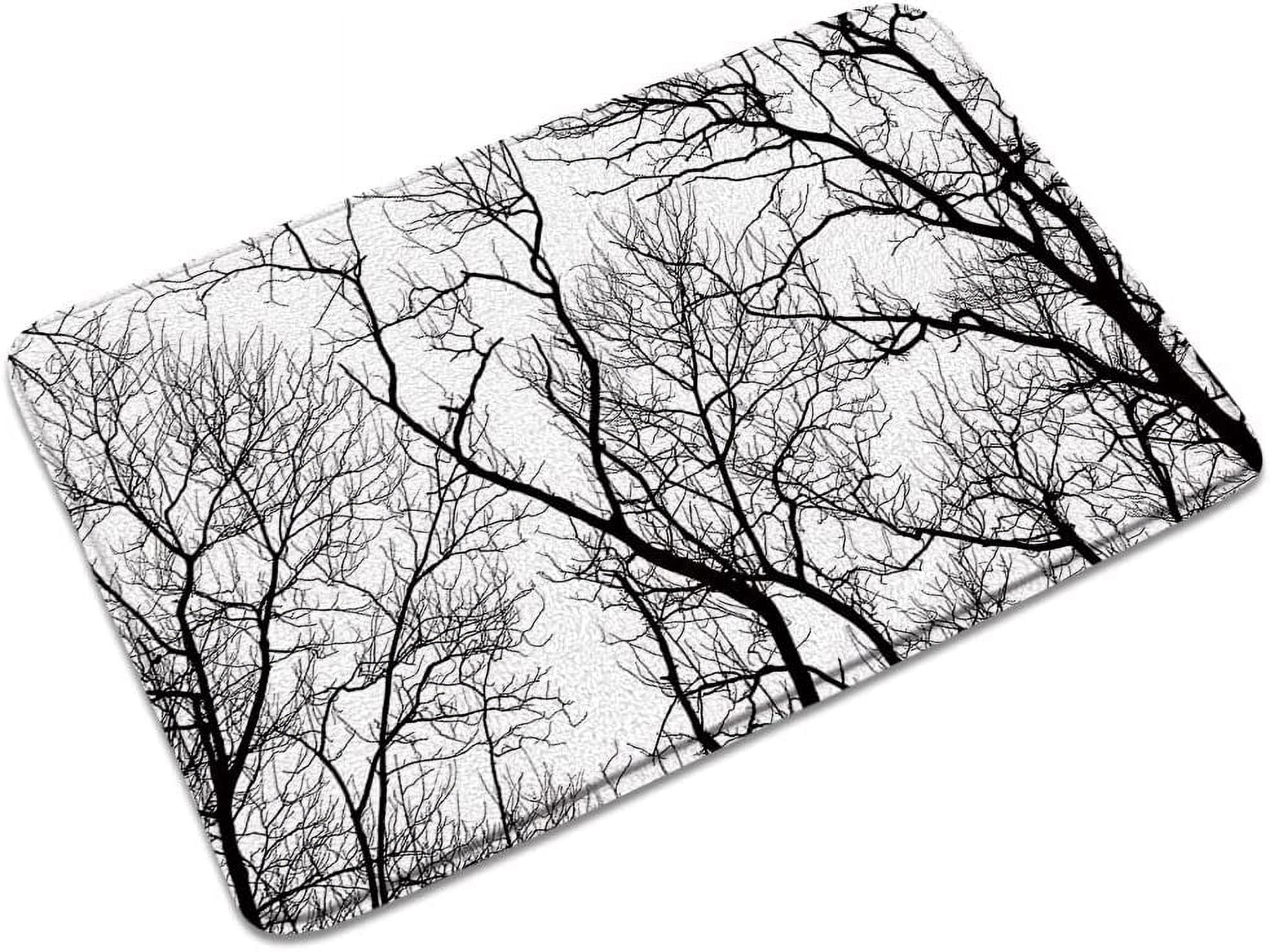 Forest Bath Mats for Bathroom Black and White Woods Abstract Horror ...